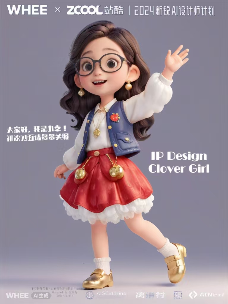 幸运草女孩Clover Girl（Whee助力生成 IP形象/平行世界的我）_雪里莓工作室-站酷ZCOOL