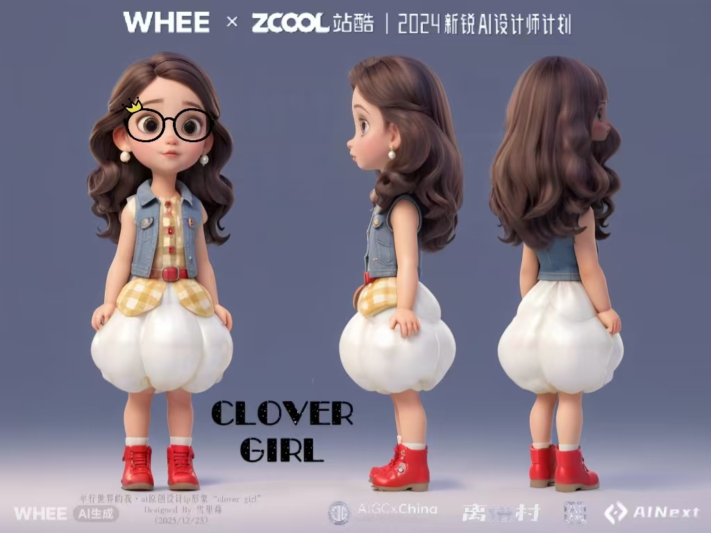 幸运草女孩Clover Girl（Whee助力生成 IP形象/平行世界的我）_雪里莓工作室-站酷ZCOOL
