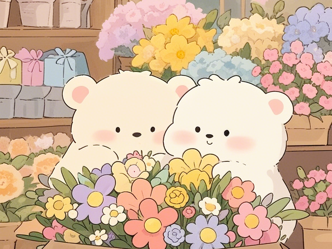 双人小熊/手机壁纸_琪琪2123-站酷ZCOOL