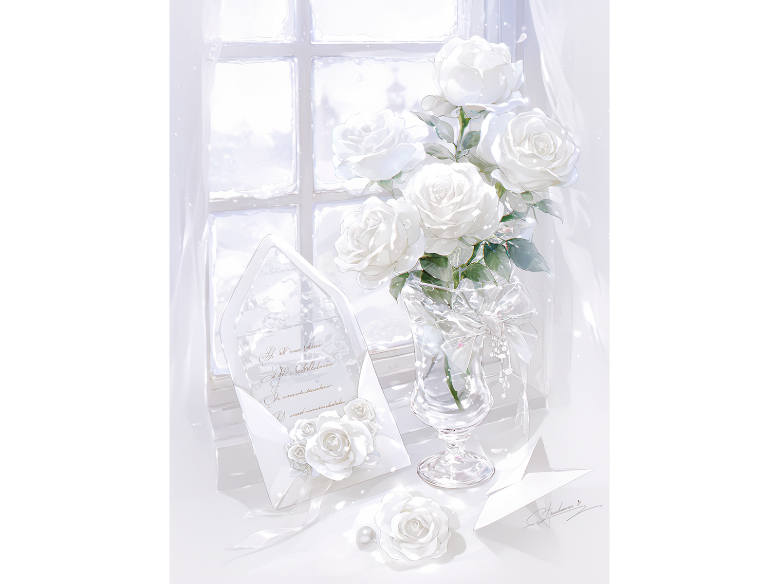 玫瑰花窗11-白色_摸摸雪素材-站酷ZCOOL