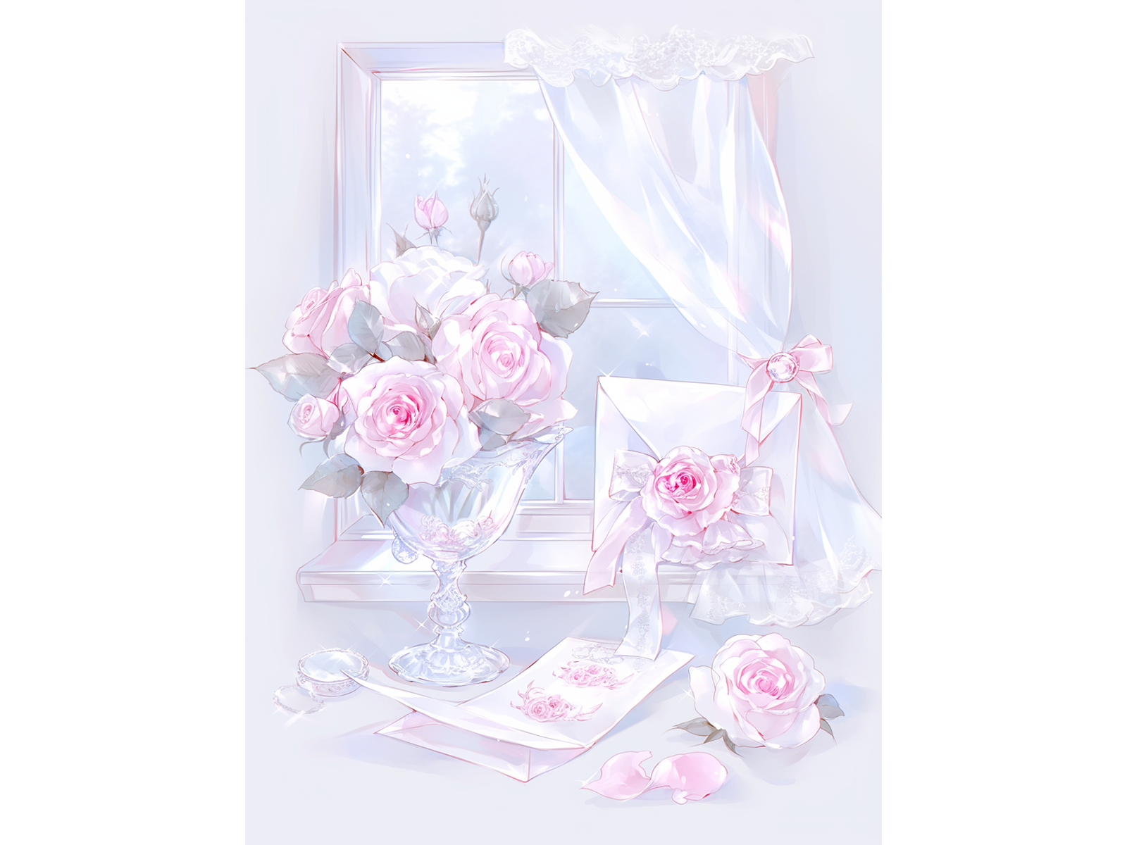 玫瑰花窗19-蓝粉_摸摸雪素材-站酷ZCOOL