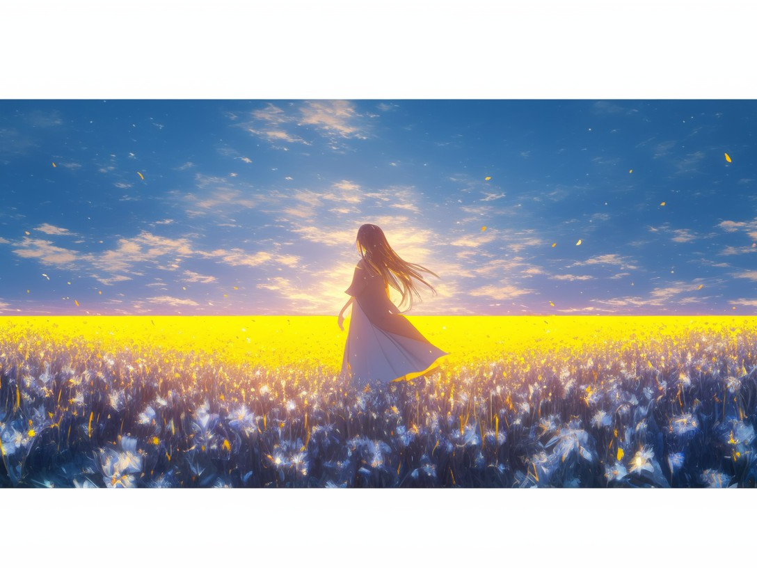 你的背影在金黄色的阳光辅满了花野中_nbawxs-站酷ZCOOL