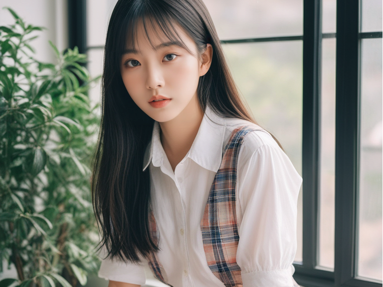 学院风女孩15_一路红-站酷ZCOOL