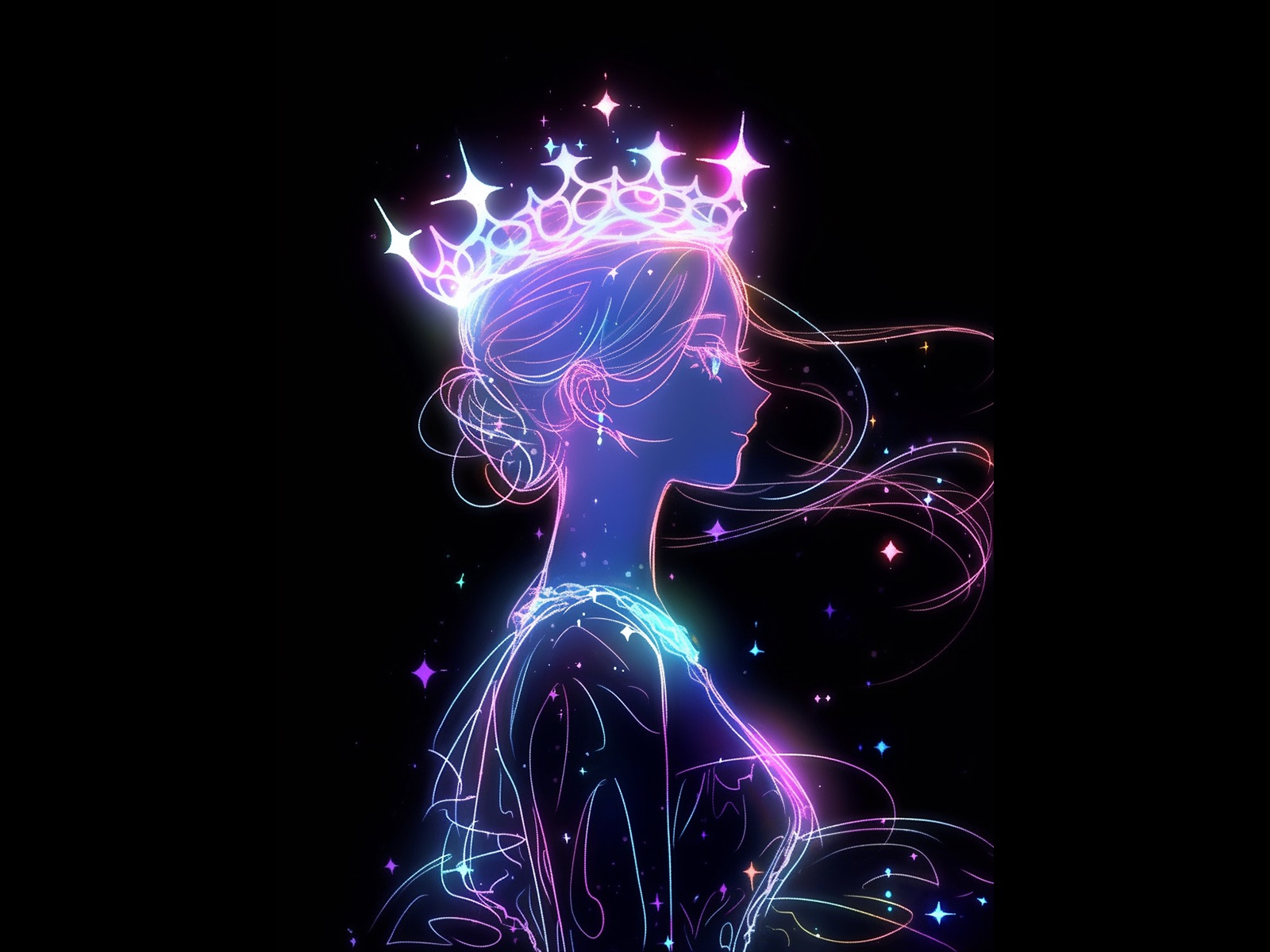 闪亮线条公主插画_摸摸雪素材-站酷ZCOOL