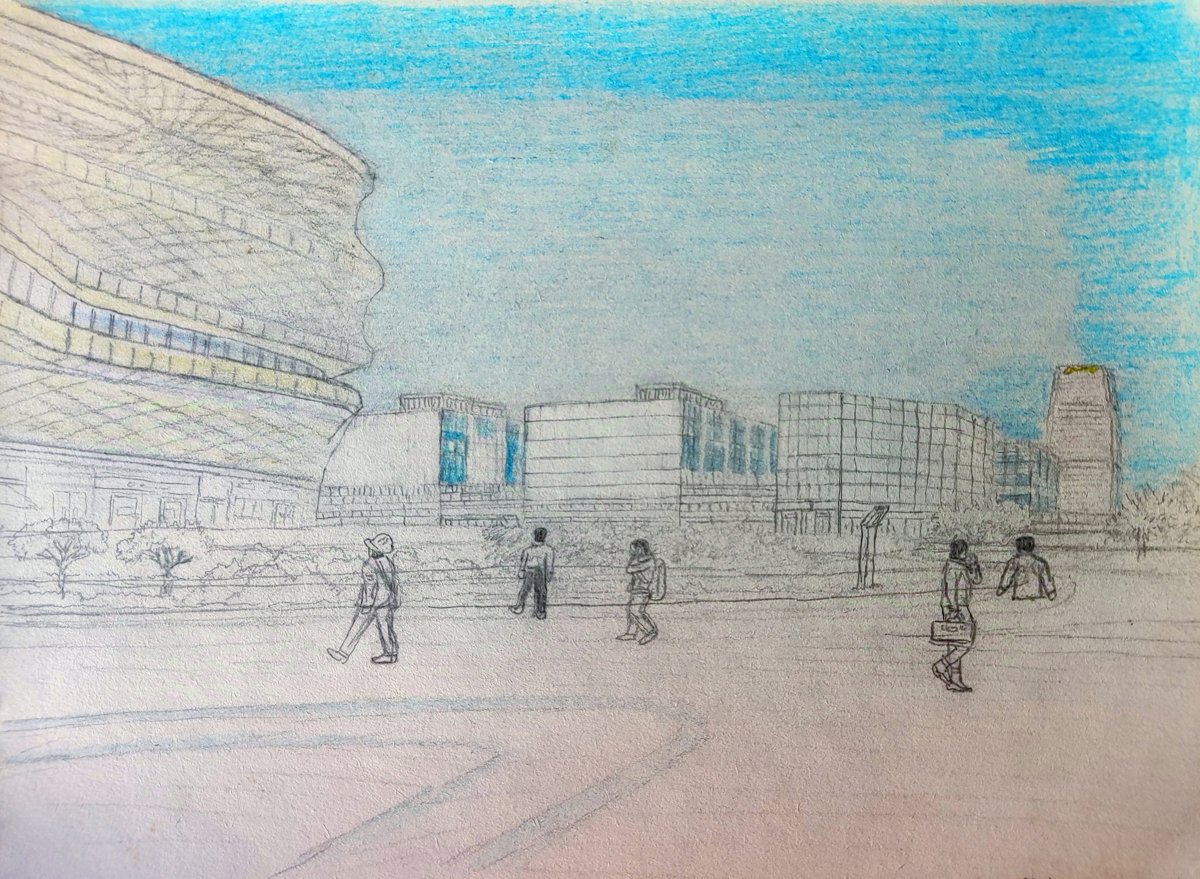 速写-无限极广场01_汤俊文MRTJW-站酷ZCOOL