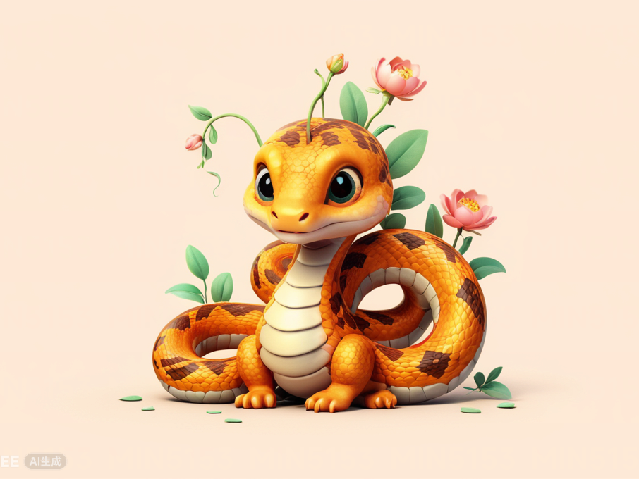 立体卡通蛇宝宝蛇年生肖ip形象厉害3d插画_沙僧SEA-站酷ZCOOL