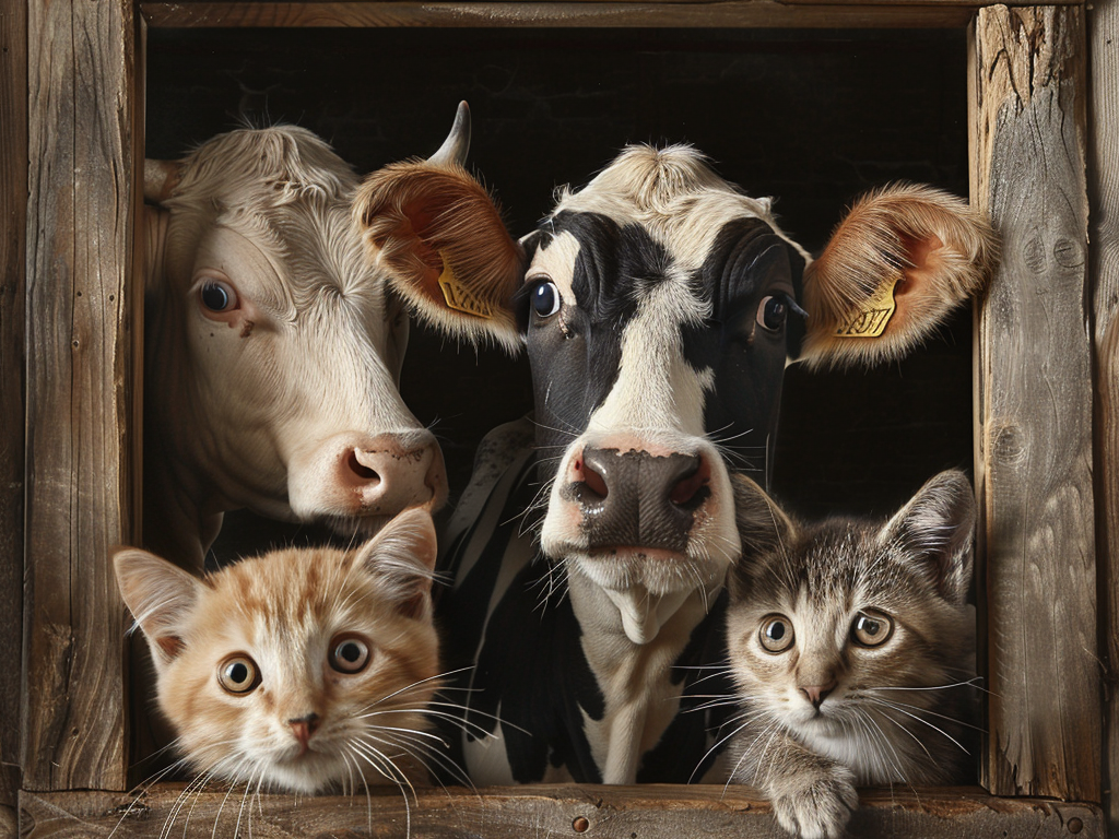 呆萌猫猫牛牛1_老肥柴-站酷ZCOOL