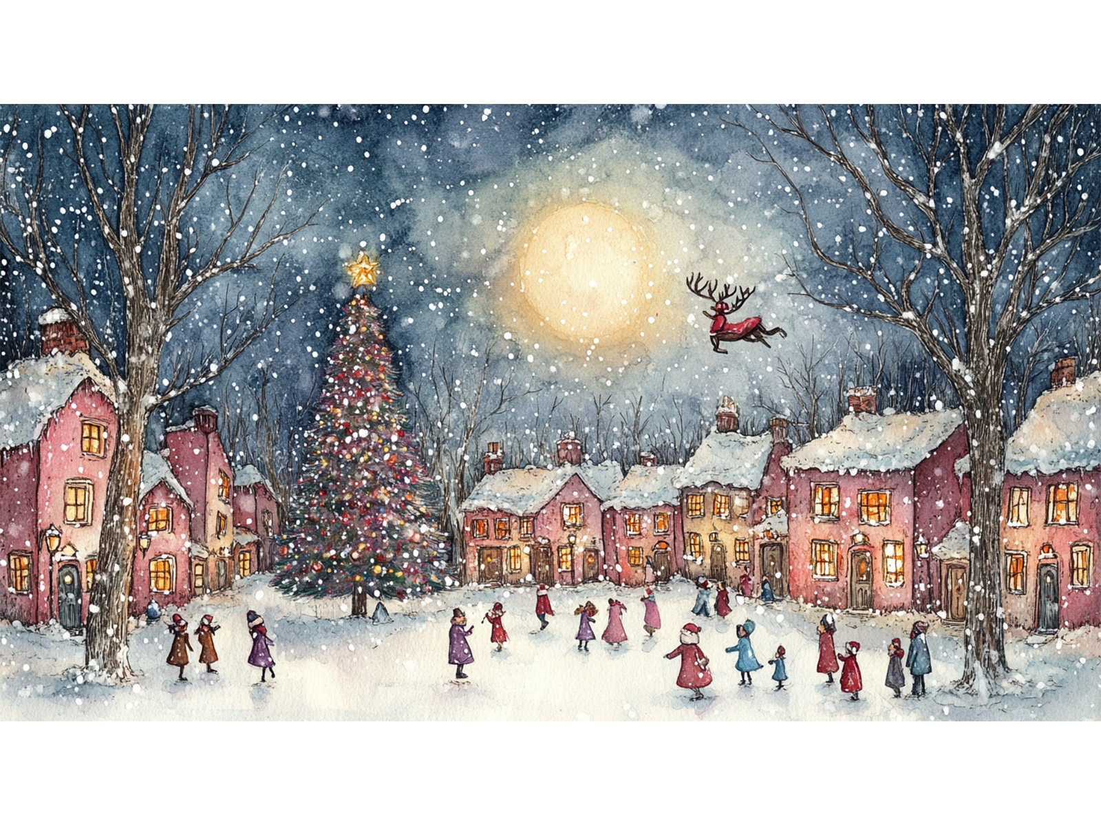 冬日小镇插画_AIdoll-站酷ZCOOL