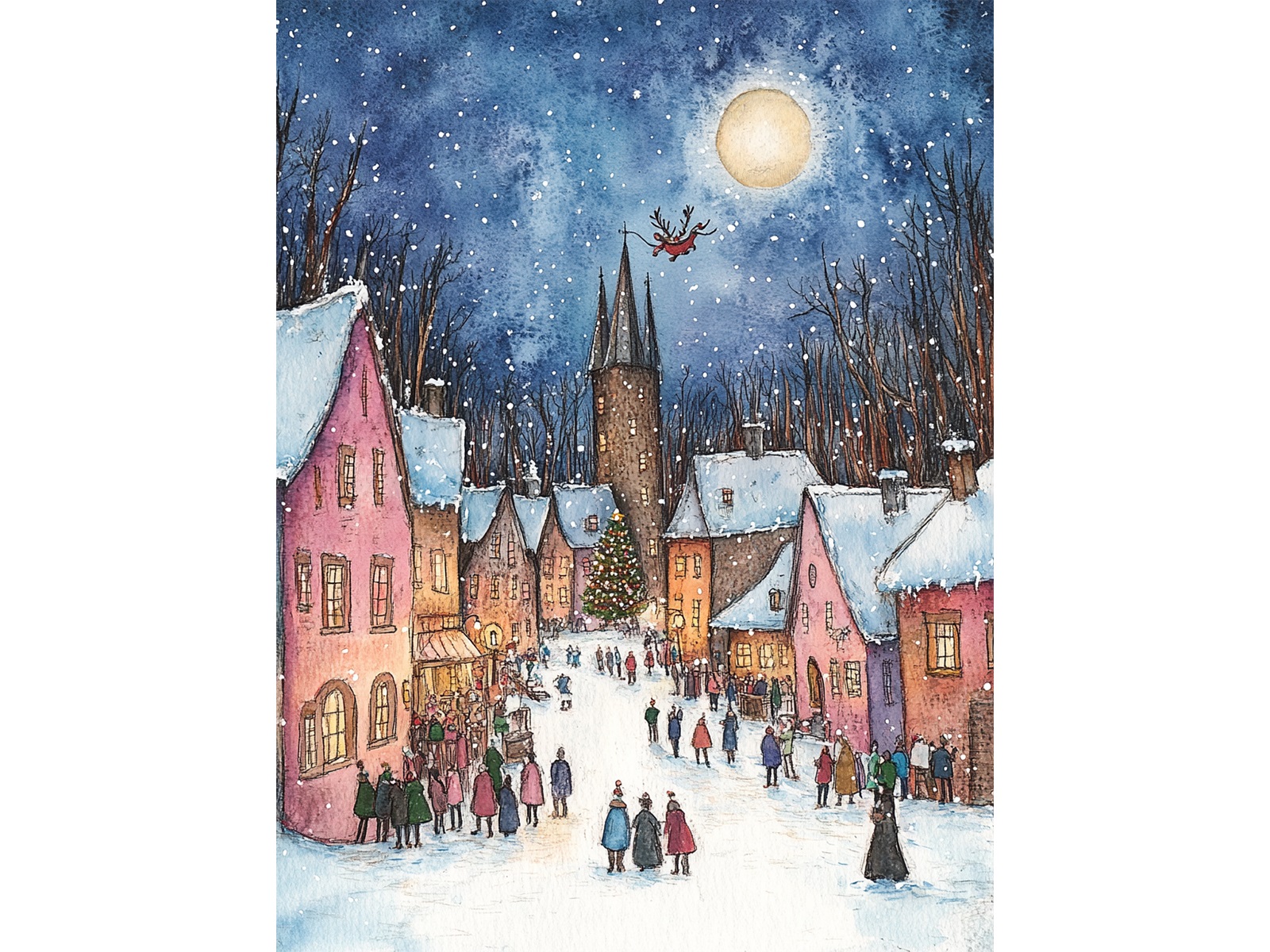 冬日小镇插画_AIdoll-站酷ZCOOL