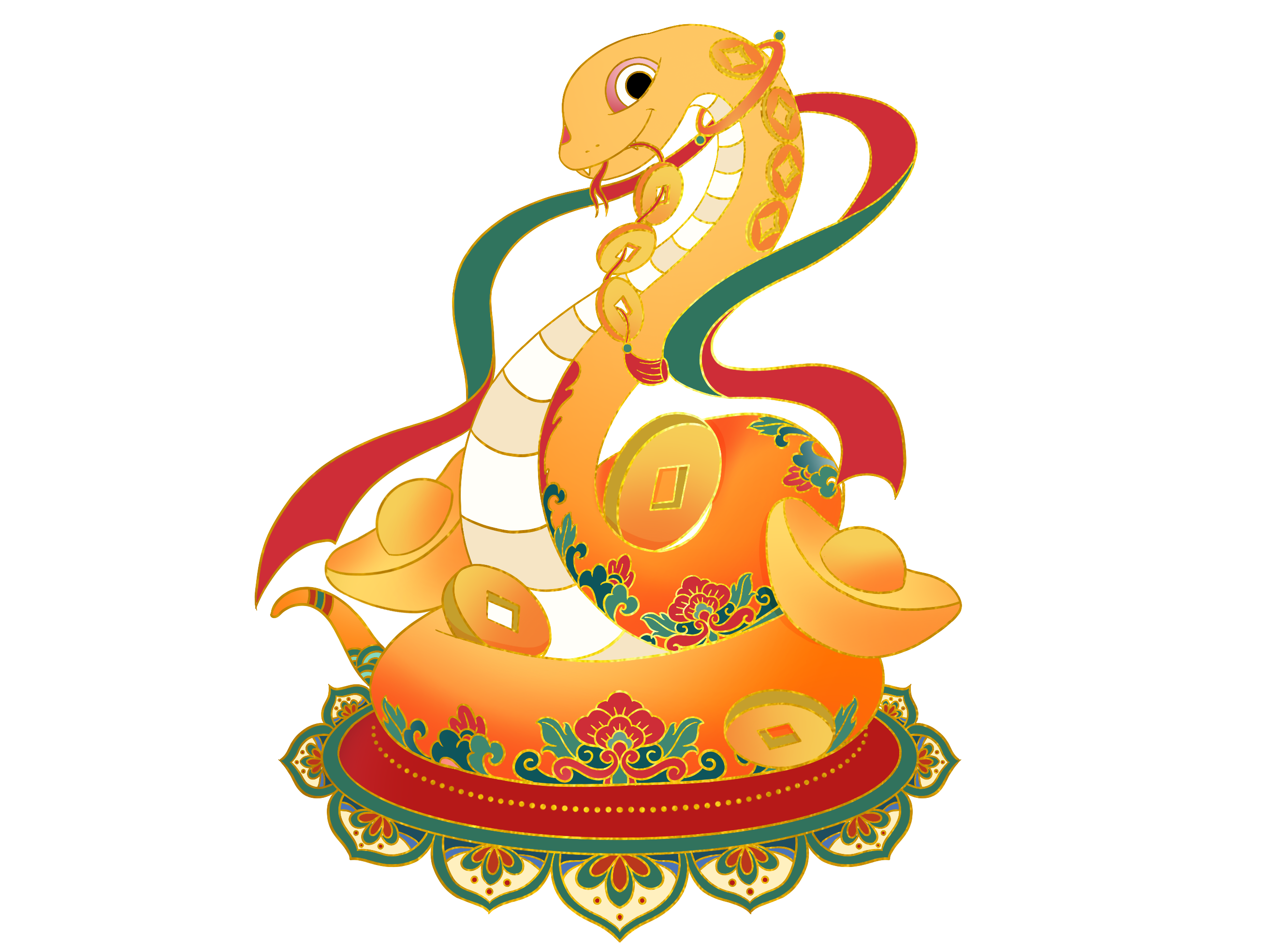 蛇年金色烫金生肖2025春节贴纸_沙僧SEA-站酷ZCOOL