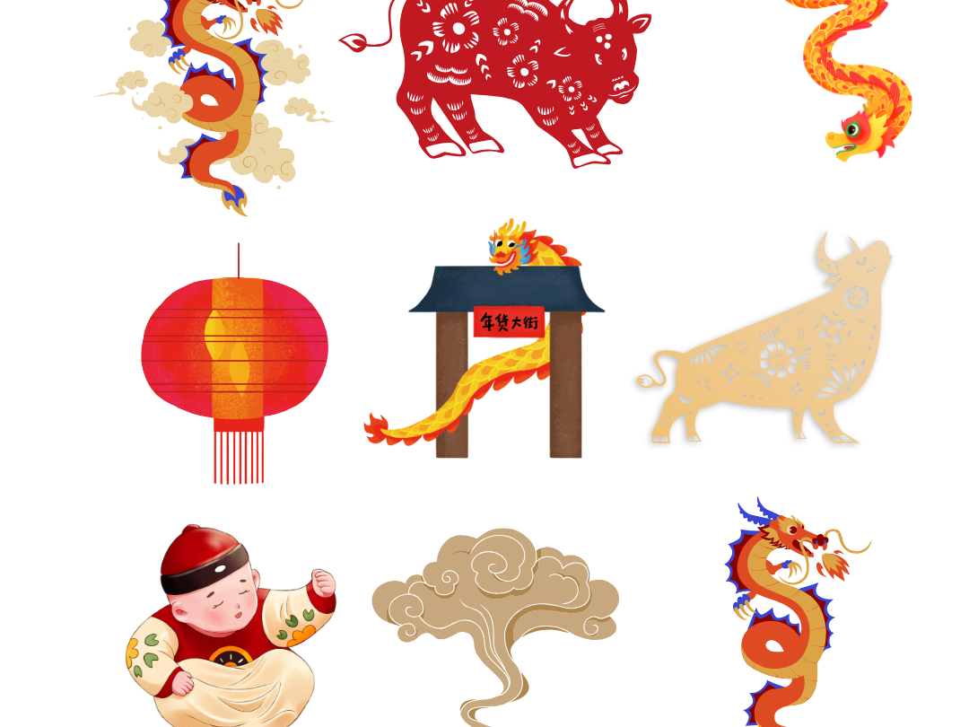 新年贴纸素材_飞飞_FvFv-站酷ZCOOL