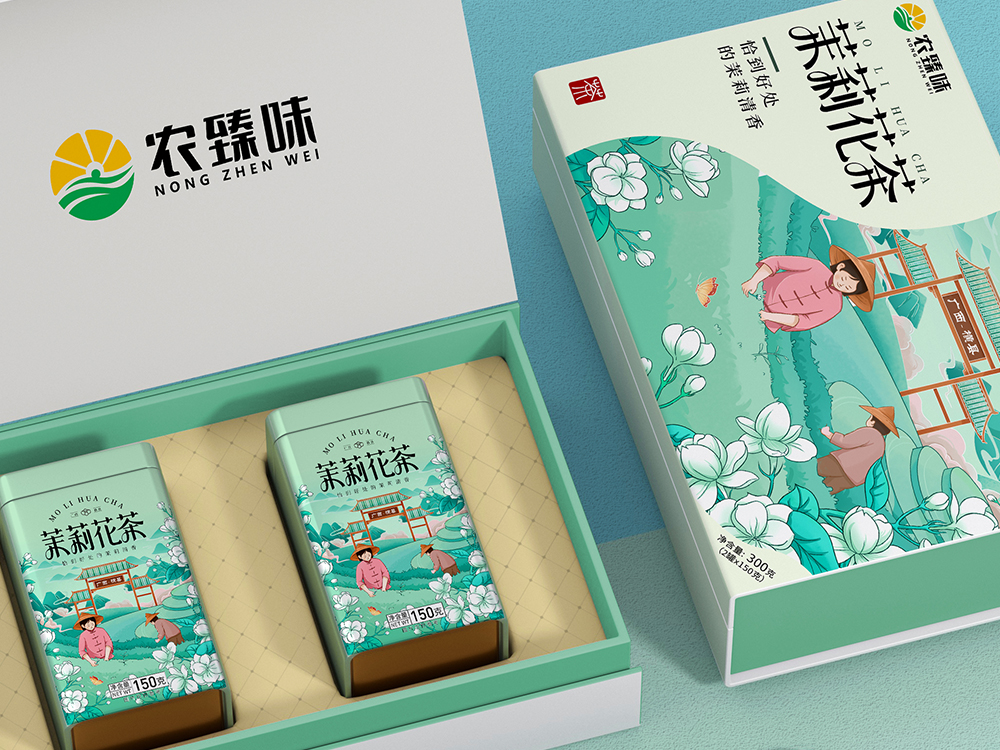 茉莉花茶插画包装设计饮料快消品_桂枝-站酷ZCOOL