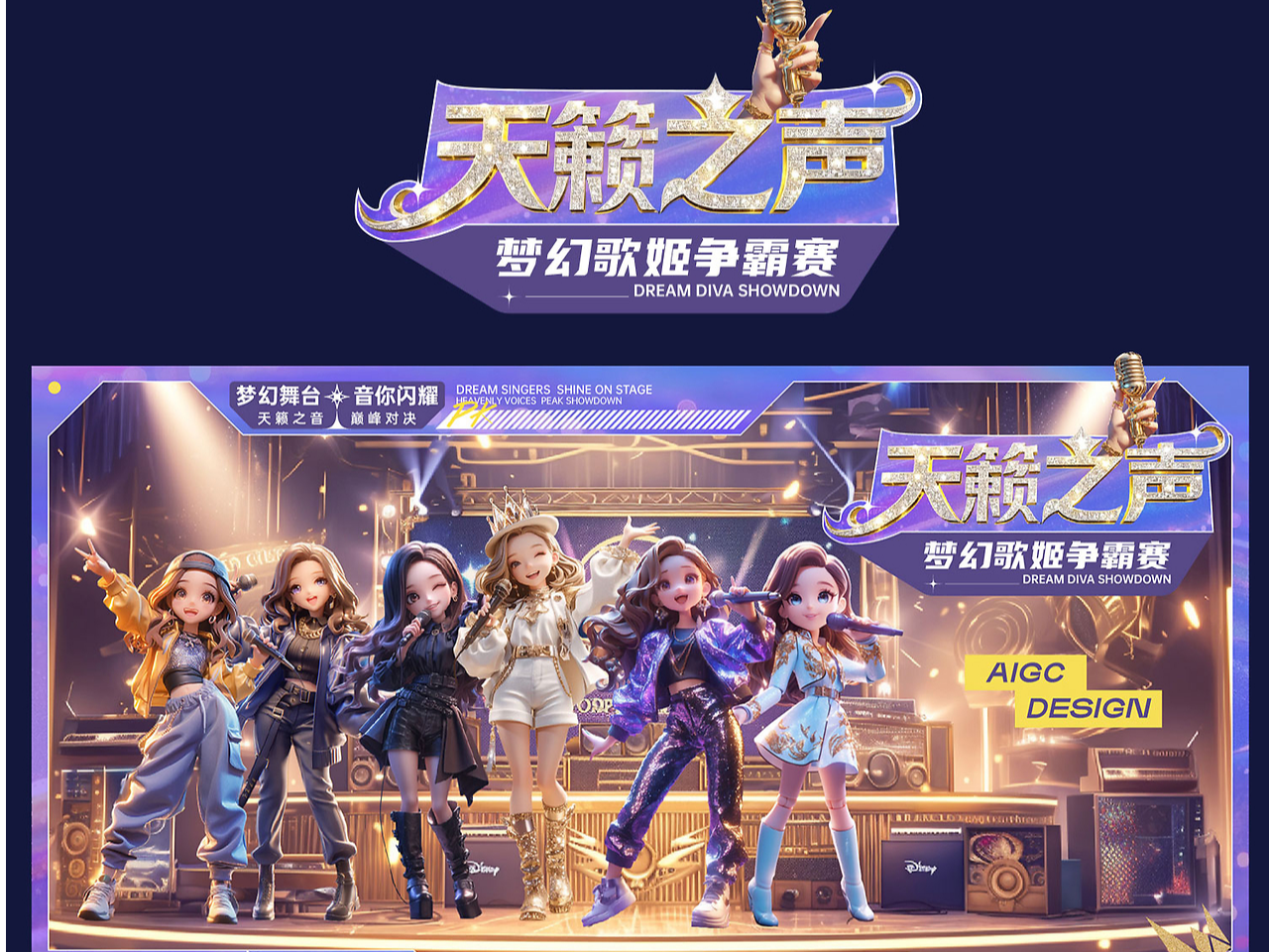 天籁之声 | 梦幻歌姬争霸赛(AIGC+illustrator)_TMP美术设计-站酷ZCOOL