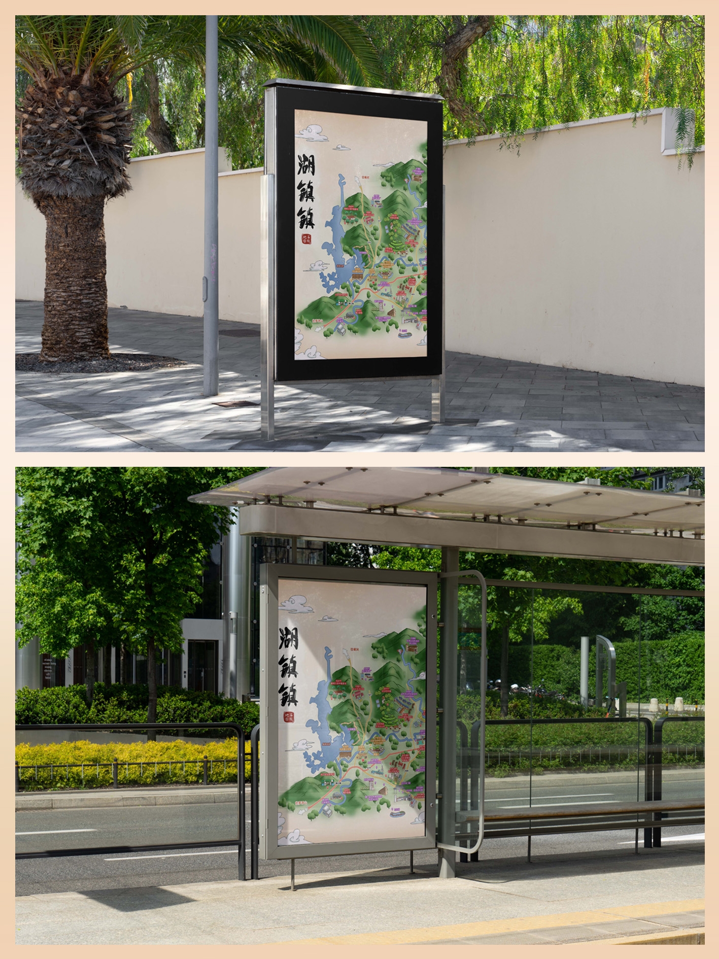 地图设计丨湖镇镇_宇禾设计手绘地图-站酷ZCOOL