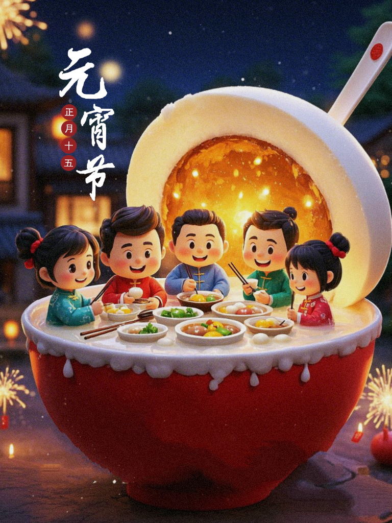 元宵佳节，团团圆圆_燕紫Ai绘画-站酷ZCOOL