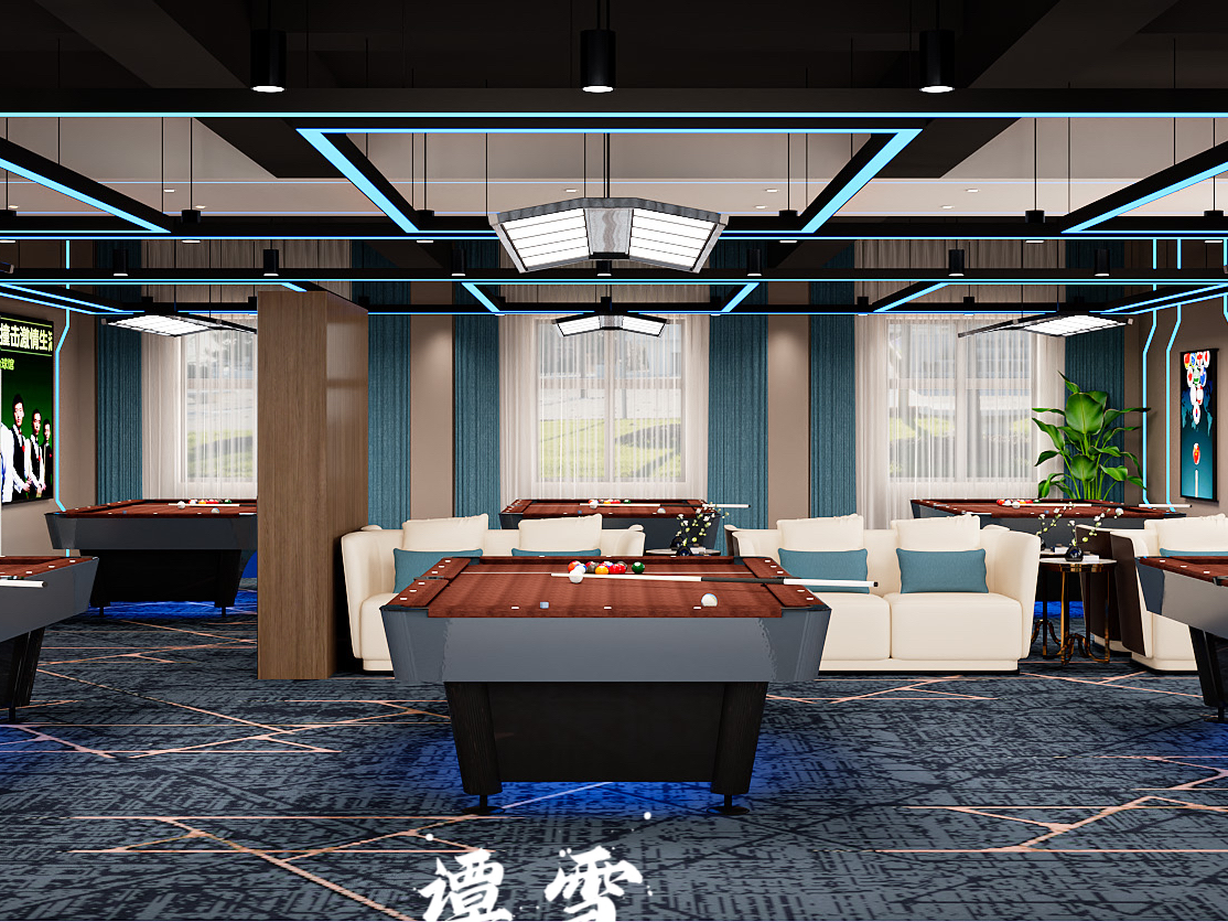 台球厅效果图_设计雪雪子-站酷ZCOOL