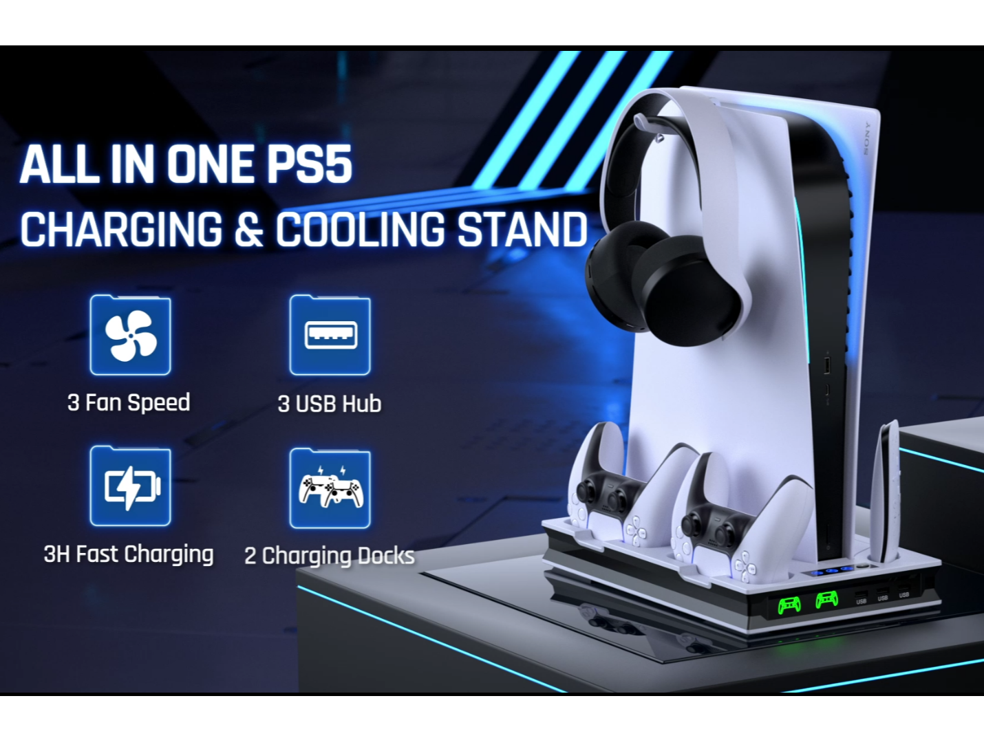 PS5手柄充电散热底座产品功能演示动画_周大大侠-站酷ZCOOL