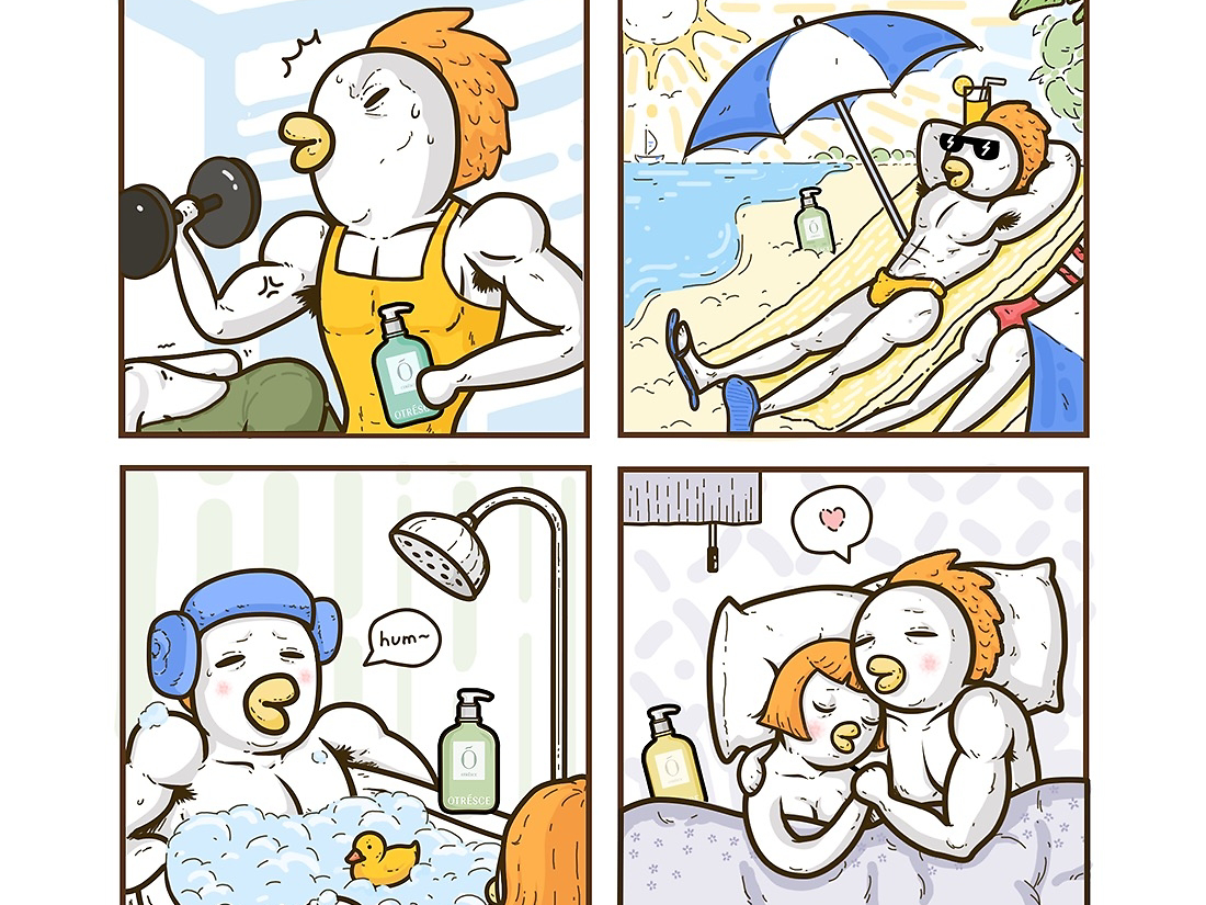 OTRÉSCE 澳瑟斯抑菌洗液四格宣传漫画_杨伦allen-站酷ZCOOL