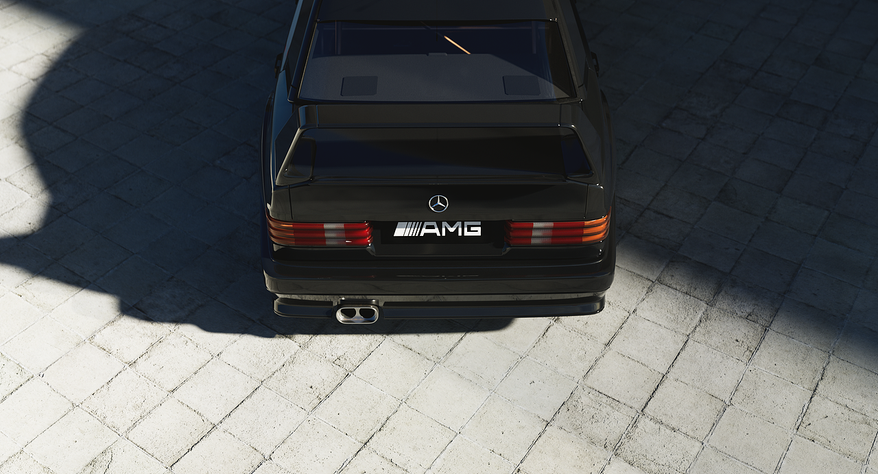 BENZ 190E EVOLUTION II 汽车渲染_Ken_03-站酷ZCOOL