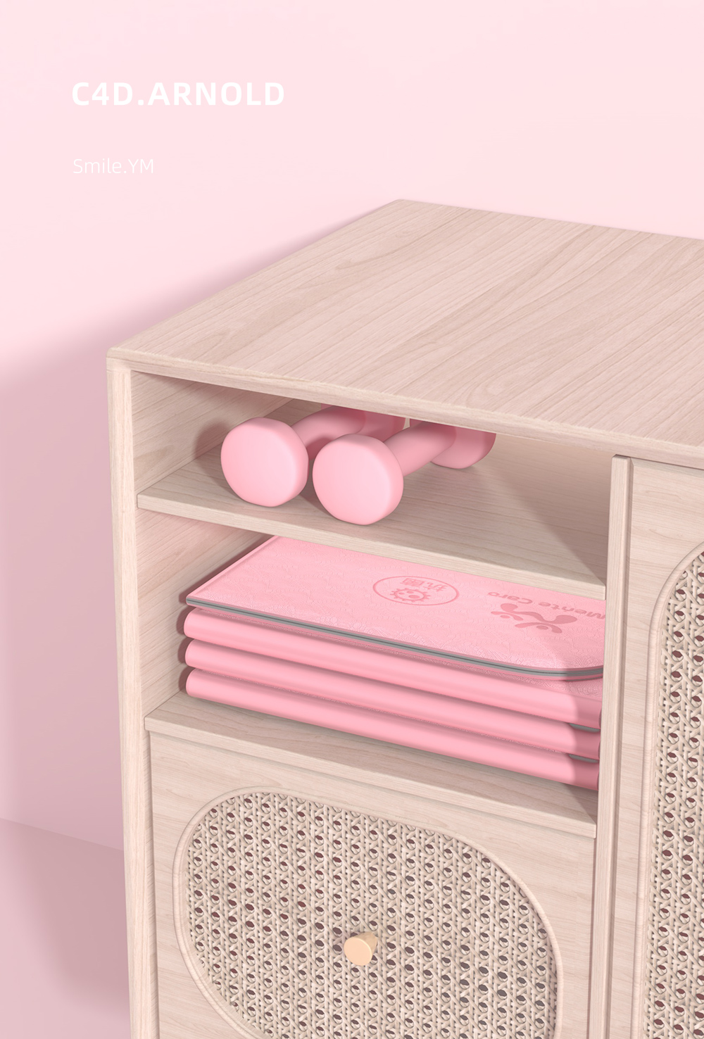 运动器材│瑜伽垫│C4D产品建模渲染_Smile_YM-站酷ZCOOL