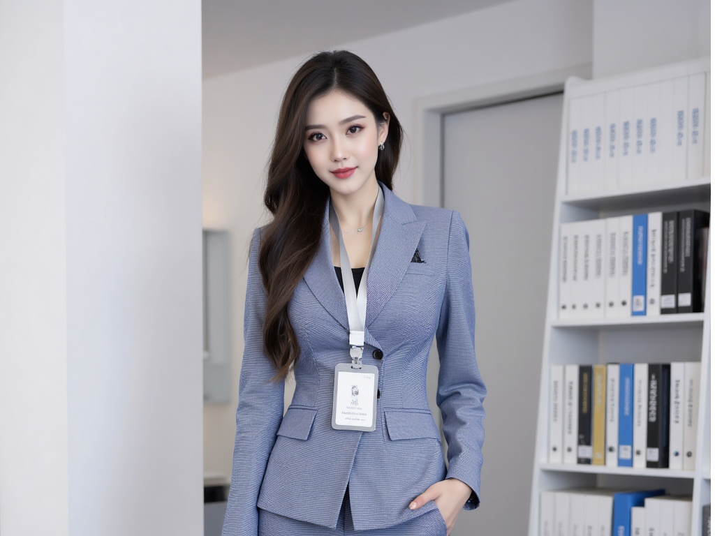 女职员蓝色西服套装_LUO络绎-站酷ZCOOL