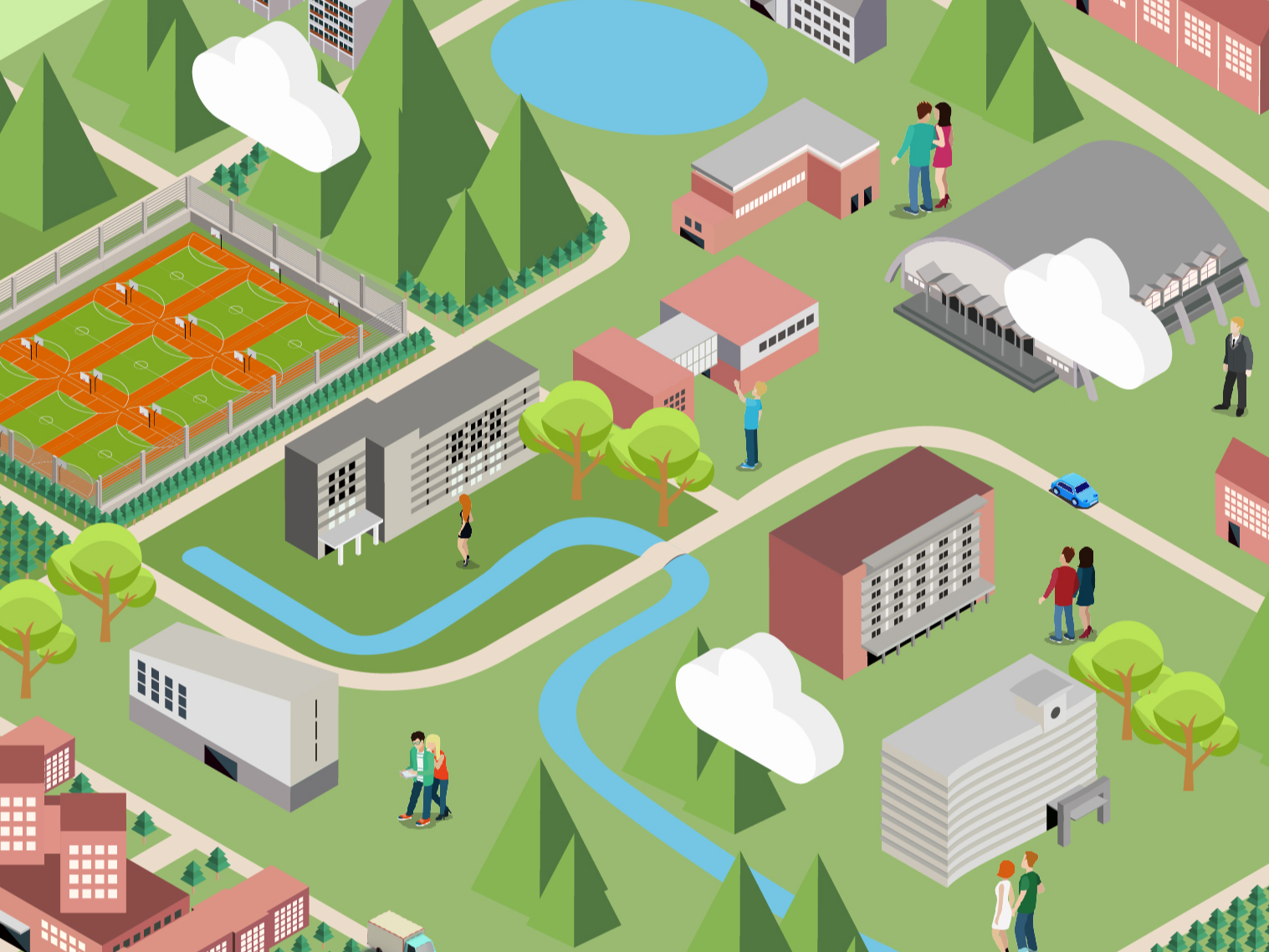 给自己学校设计的2.5D校园图_小庄做设计-站酷ZCOOL