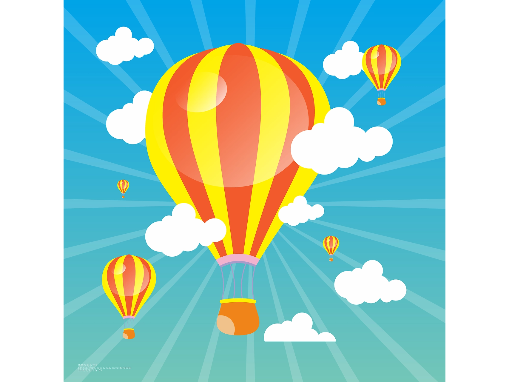 飘在空中的云和热气球_熊猫爱吃小竹子-站酷ZCOOL