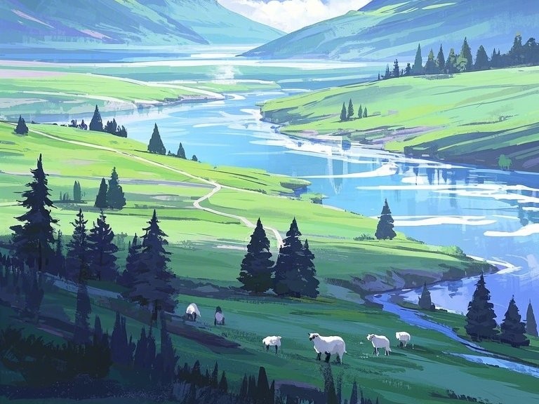 手绘插画风景图，非常nice_小橙子轩轩-站酷ZCOOL