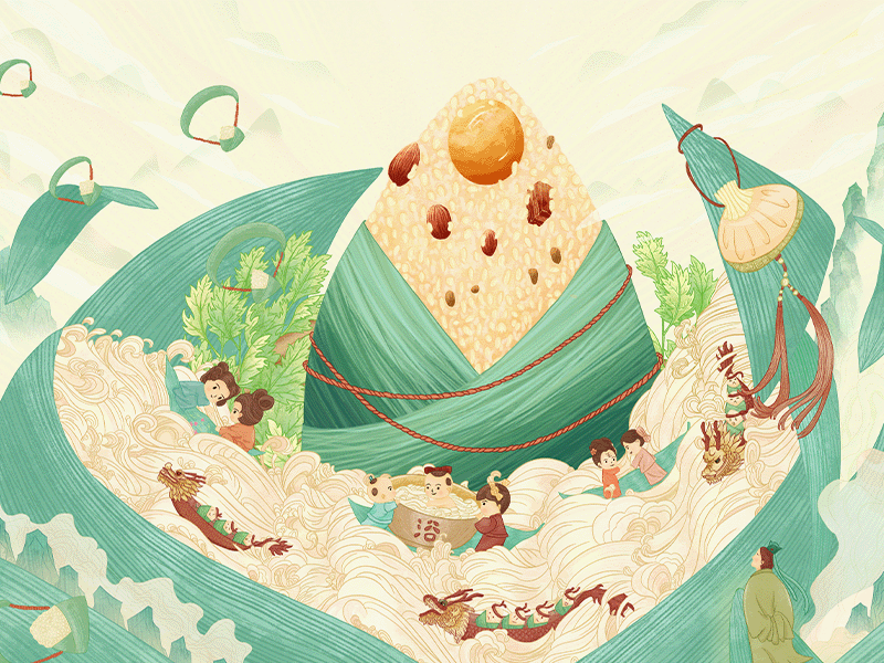 原创-端午节-粽子包装插画_Afei阿非呀-站酷ZCOOL