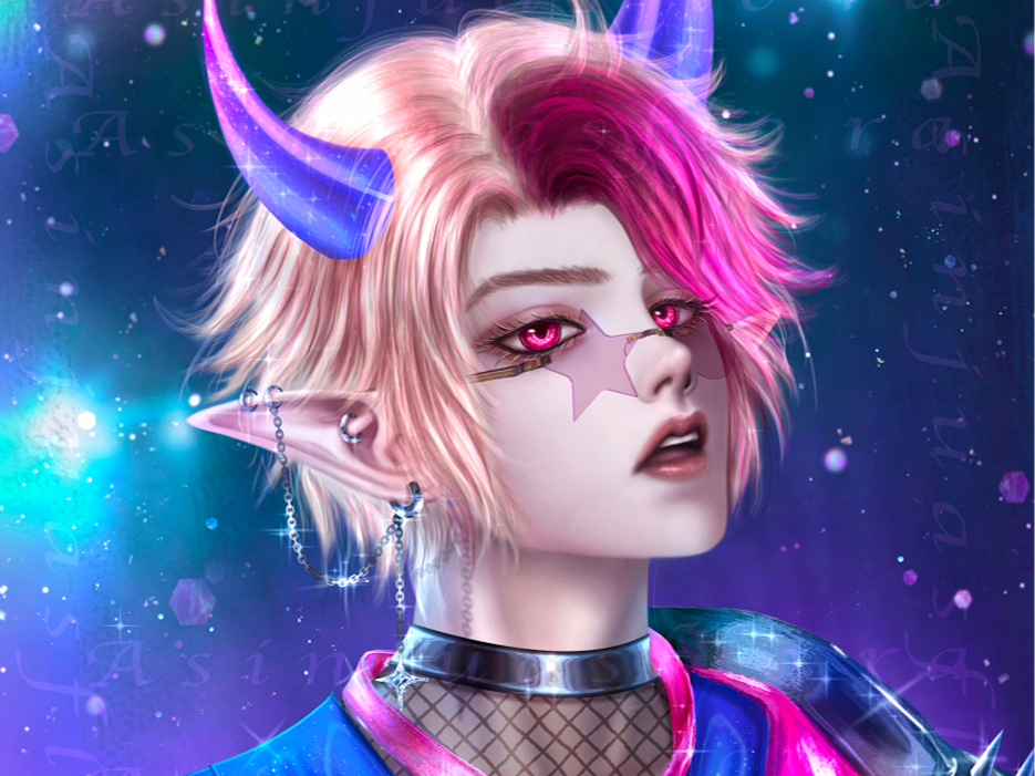 Vtuber虚拟主播 OC约稿插画稿件展示（欧美风厚涂）_Asinjuasfloraart-站酷ZCOOL