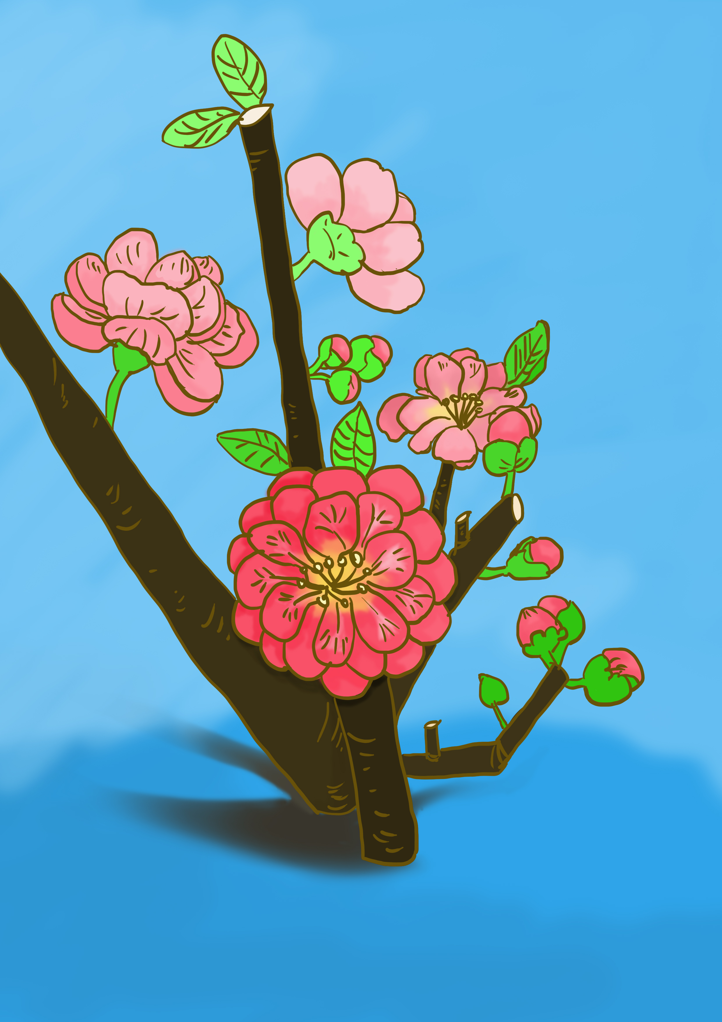 手绘海棠花练习_juey02-站酷ZCOOL