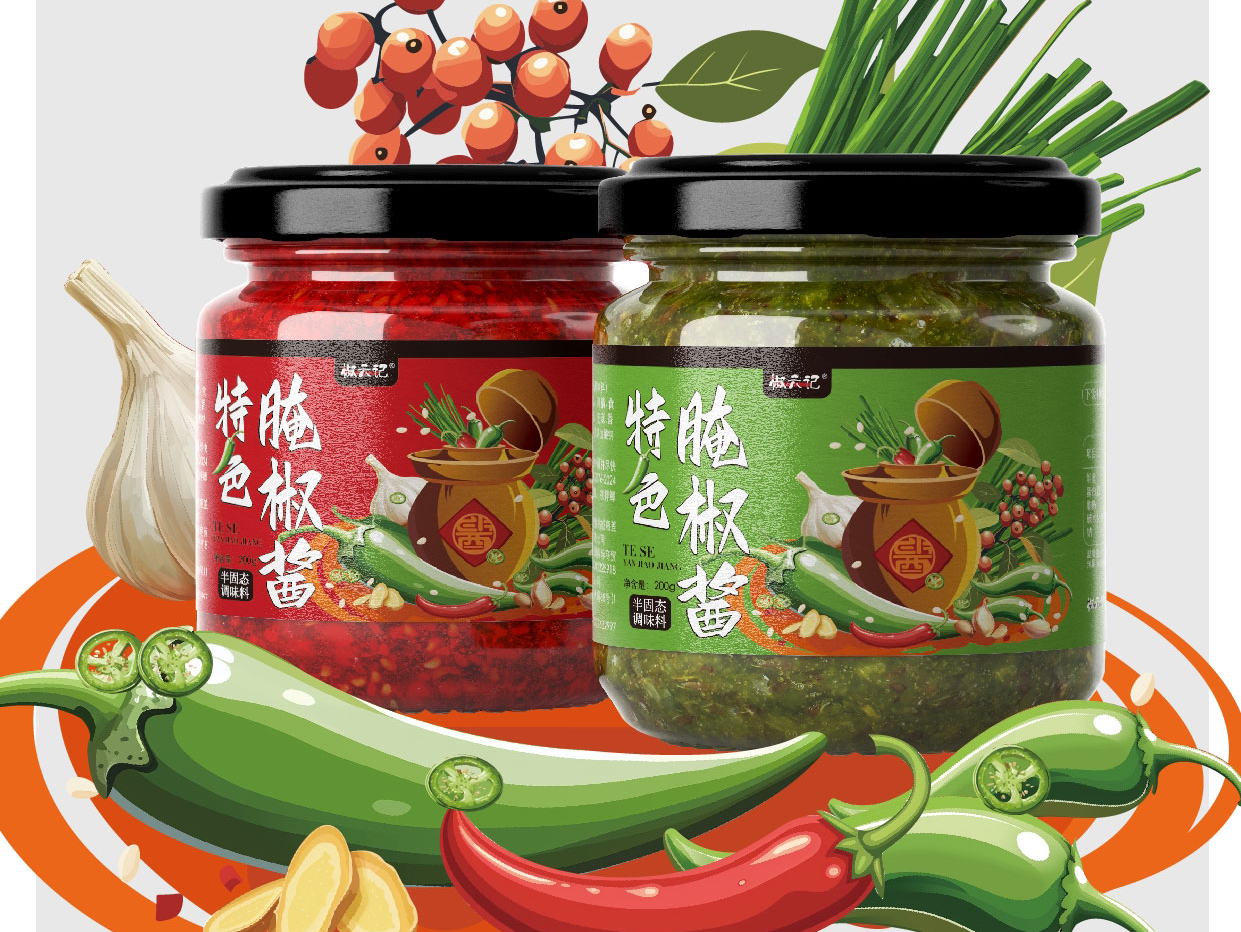 原创设计/辣椒酱料标签设计_DX包装设计-站酷ZCOOL