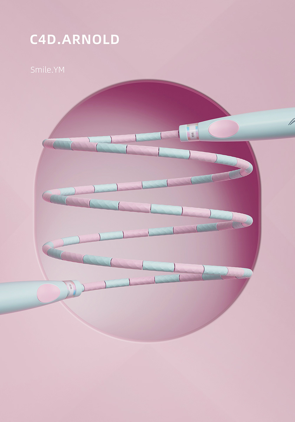 运动器材│跳绳│C4D产品建模渲染_Smile_YM-站酷ZCOOL