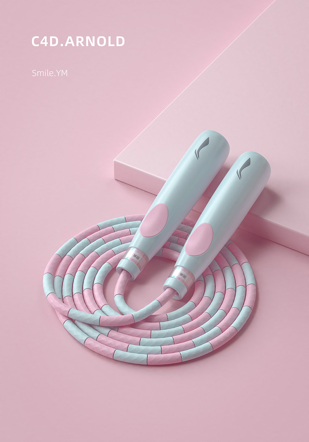 运动器材│跳绳│C4D产品建模渲染_Smile_YM-站酷ZCOOL