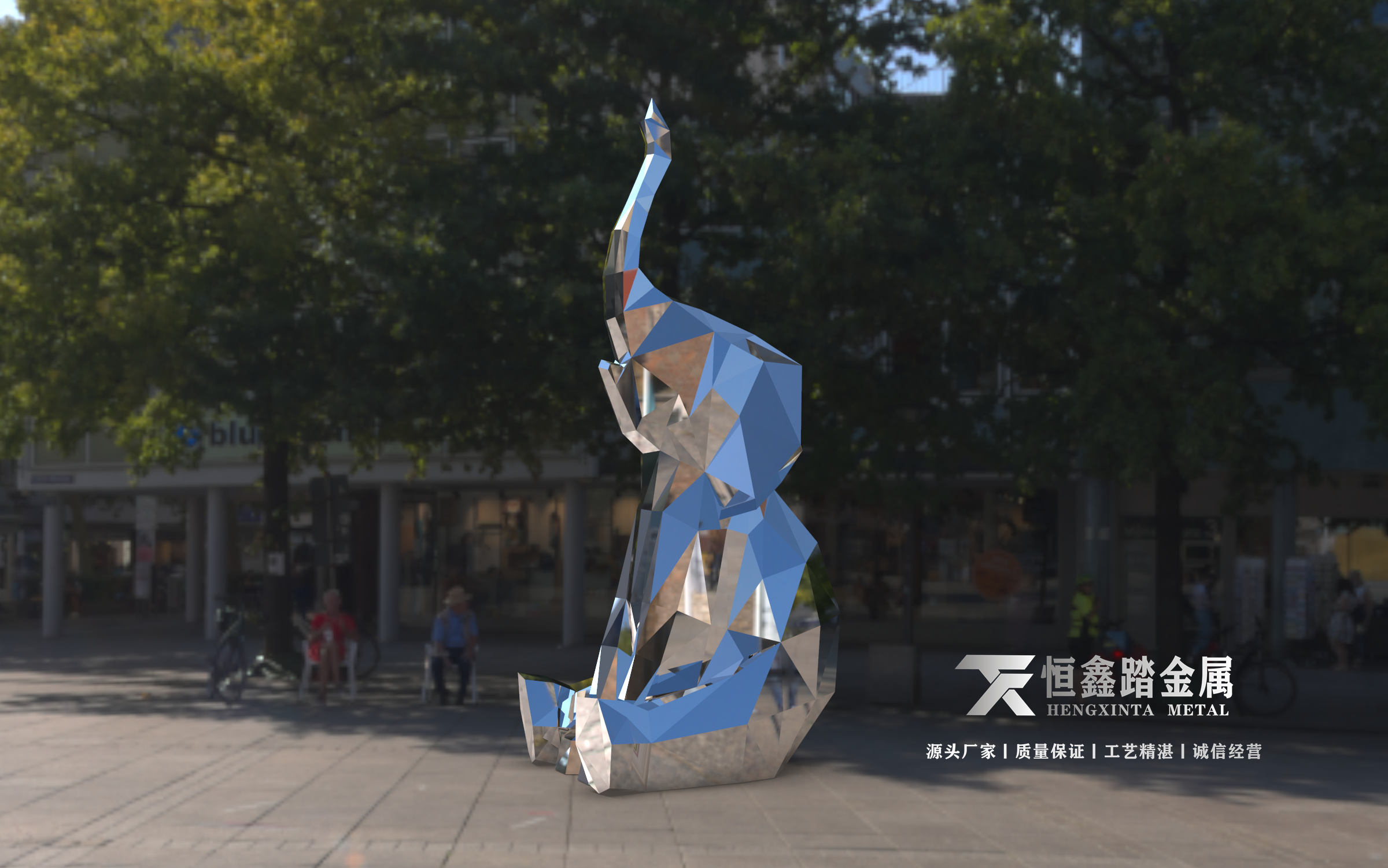 镜面不锈钢大象雕塑 块状切面大象雕塑 _VX13450817030-站酷ZCOOL