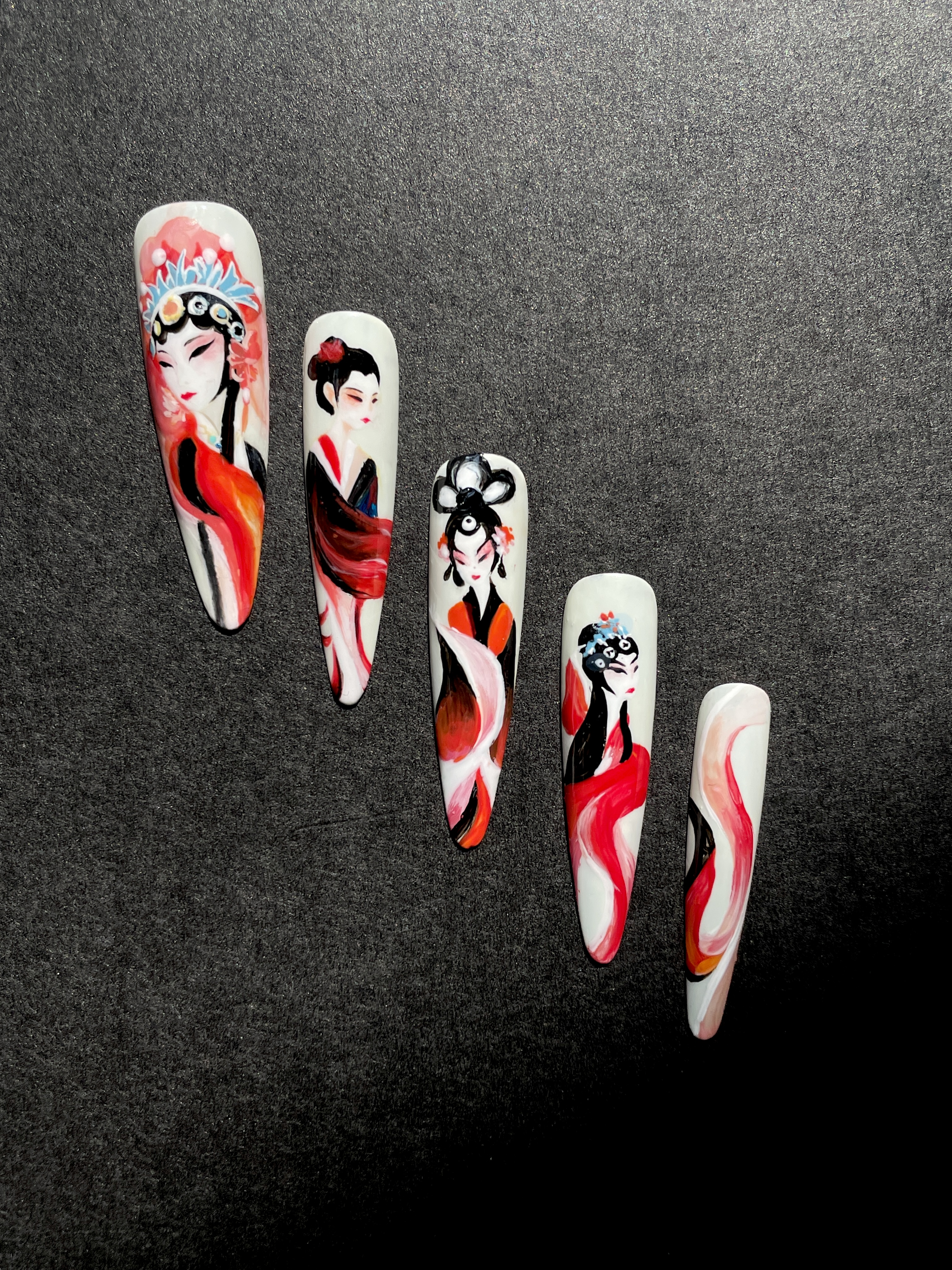 戏曲人物京剧花旦手绘美甲_范范手绘-站酷ZCOOL