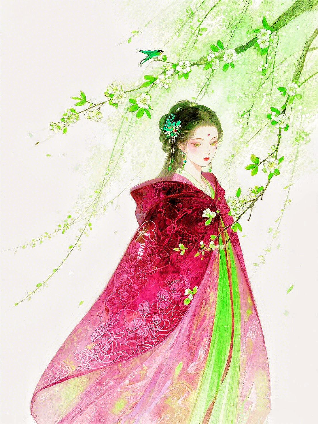 天青垂水，素色溶漾都净。柳径无人，堕絮飞无影。 _山夏SUNSHINE-站酷ZCOOL