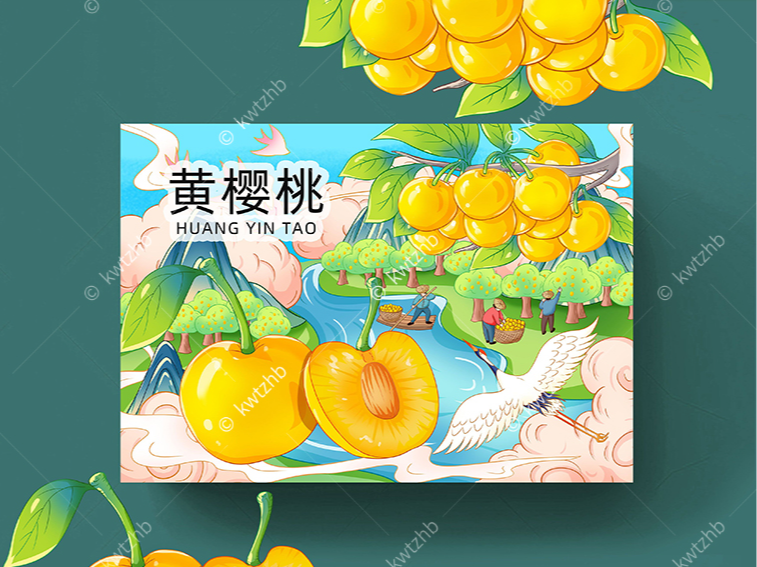 黄樱桃插画手绘_kwtzhb-站酷ZCOOL
