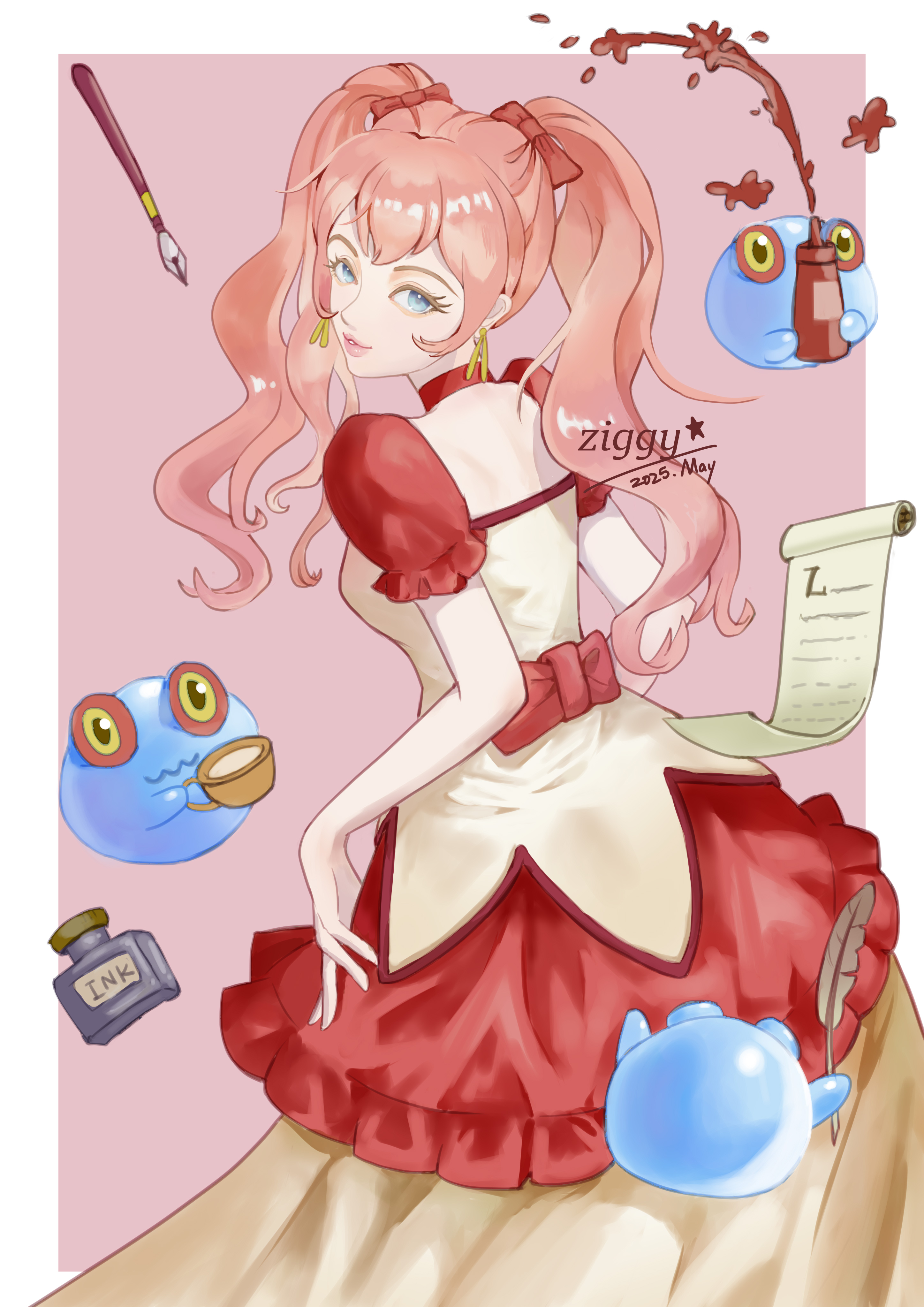 粉色头发女孩_ziggy插画-站酷ZCOOL