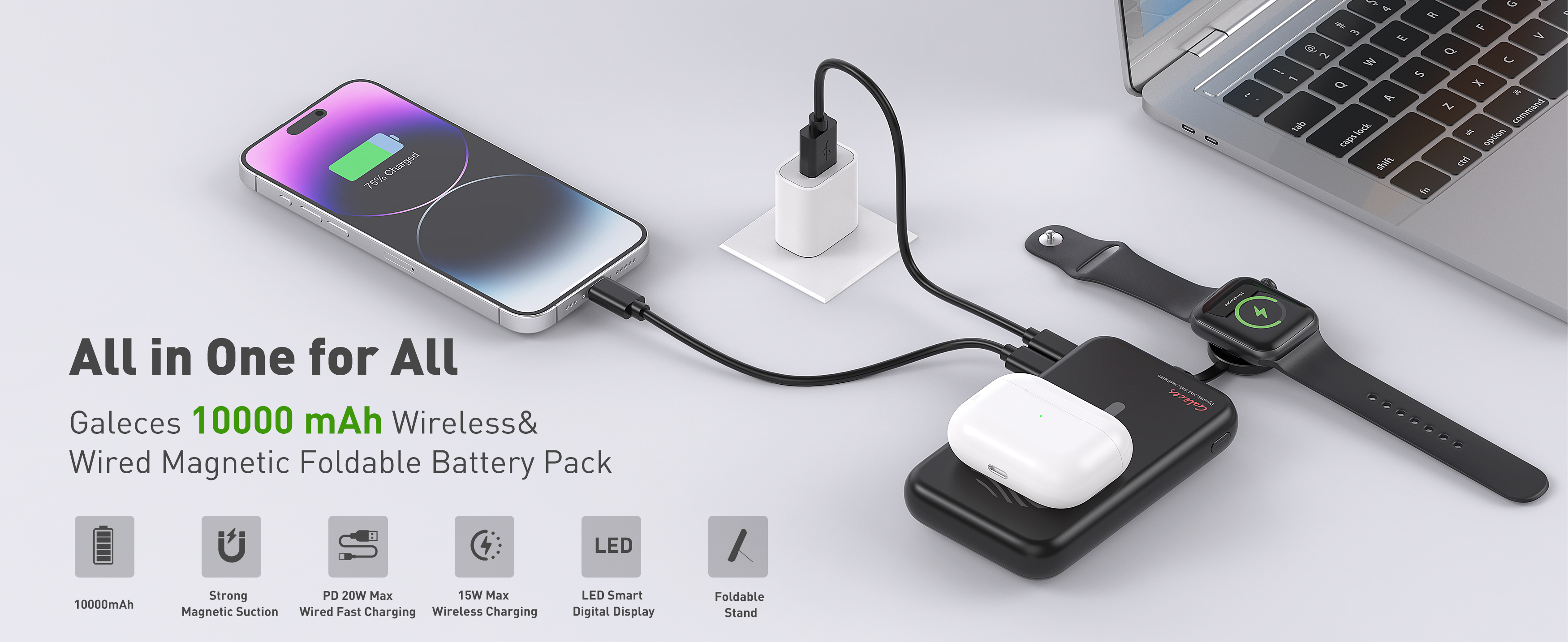 亚马逊 充电宝渲染 磁吸无线充 AE01_澜晨-站酷ZCOOL