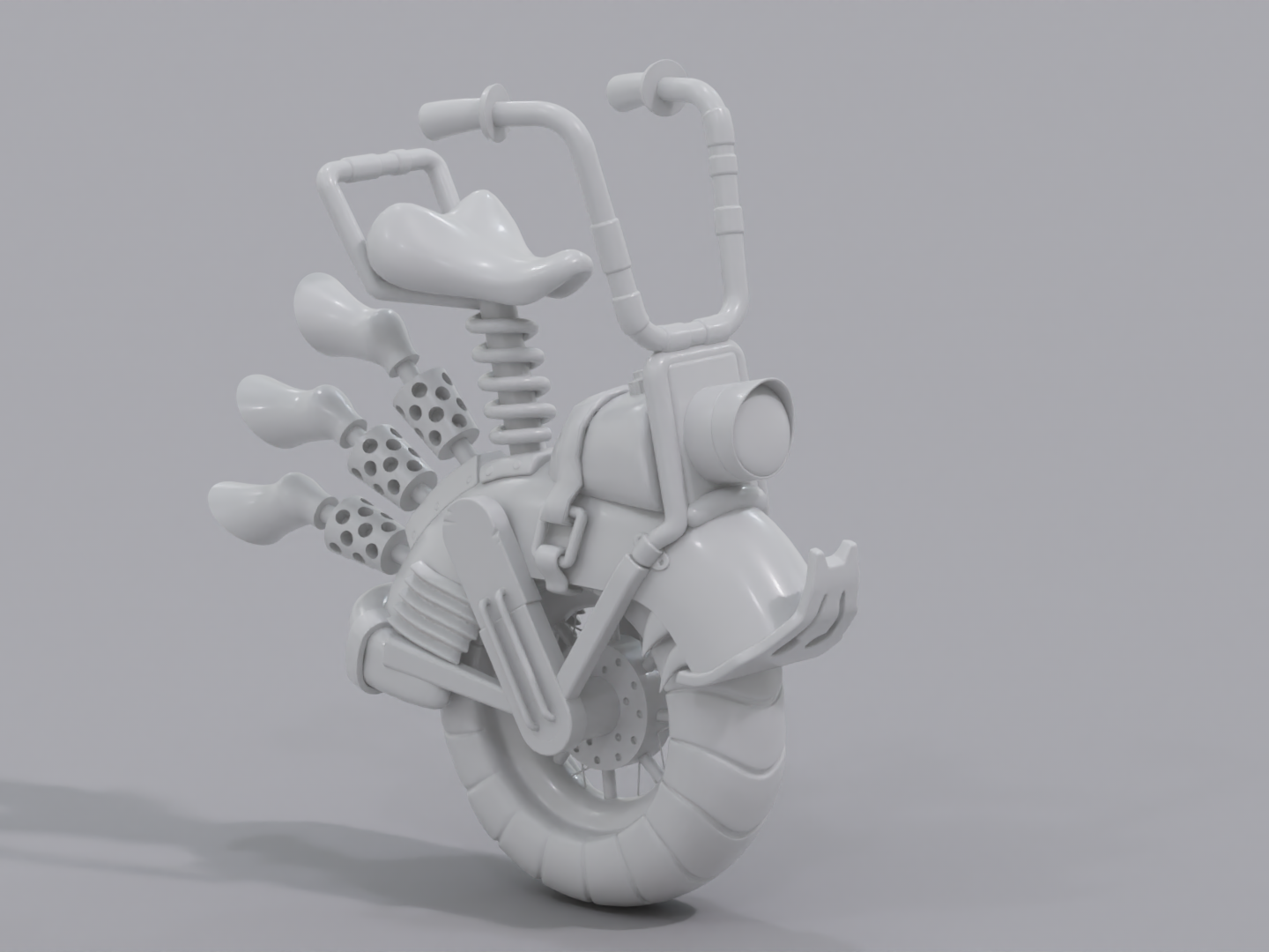 单轮摩托概念设计-C4D建模_Huung-站酷ZCOOL