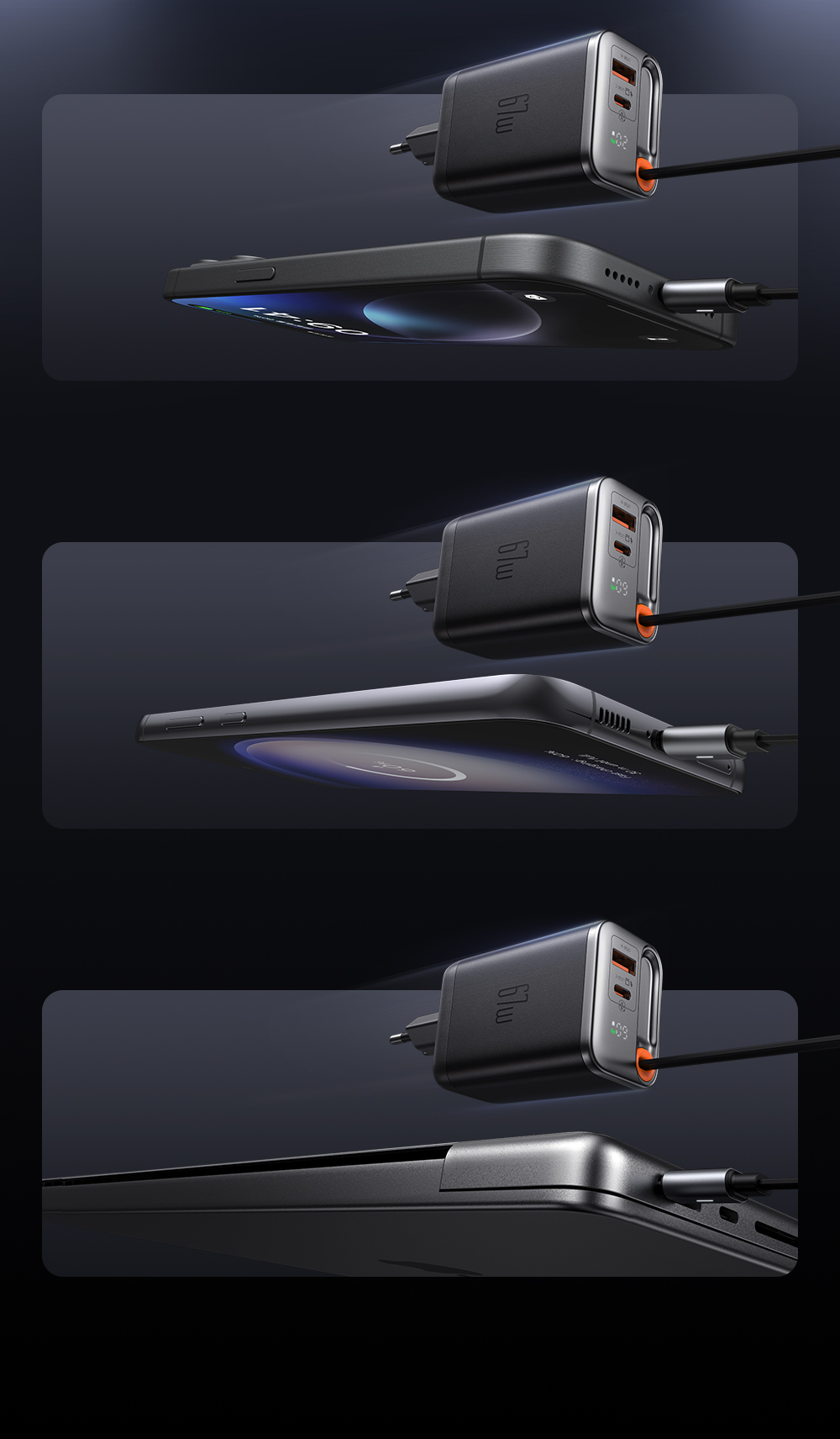 67W GaN Charger with Built-in Retractable Cable_HH_XX-站酷ZCOOL