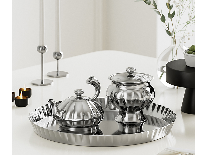 【C4D OC 产品渲染】不锈钢茶具套-01_sweetfemale-站酷ZCOOL