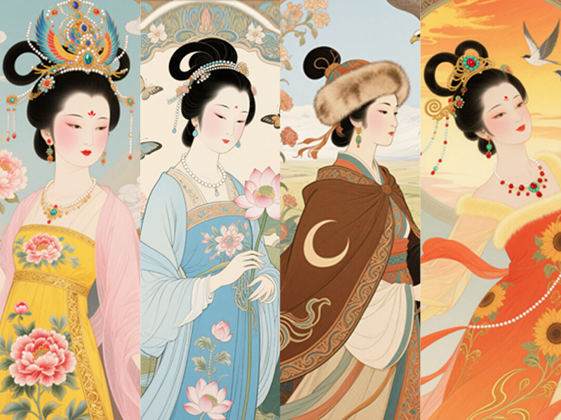 《穆夏・东方四韵》-AIGC_偲Df-站酷ZCOOL