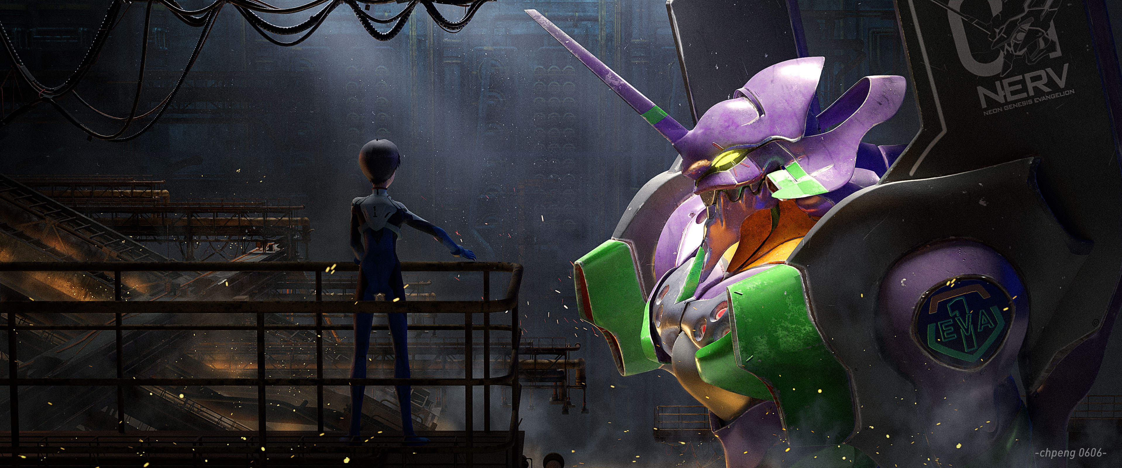 EVA壁纸练习_blender+ps_鲲化而为鸟-站酷ZCOOL