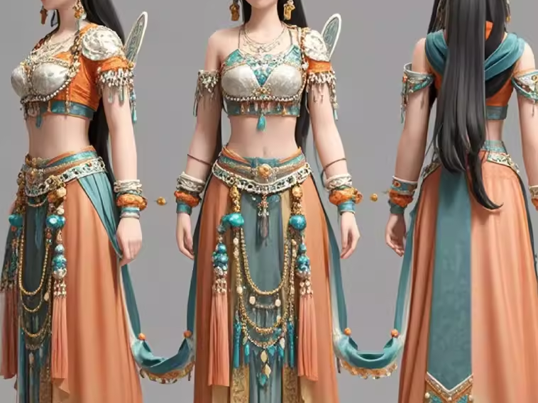 古风游戏人物高模建模雕刻渲染_大白888-站酷ZCOOL