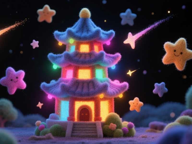 文昌阁 微观毛毡画_milk2025-站酷ZCOOL