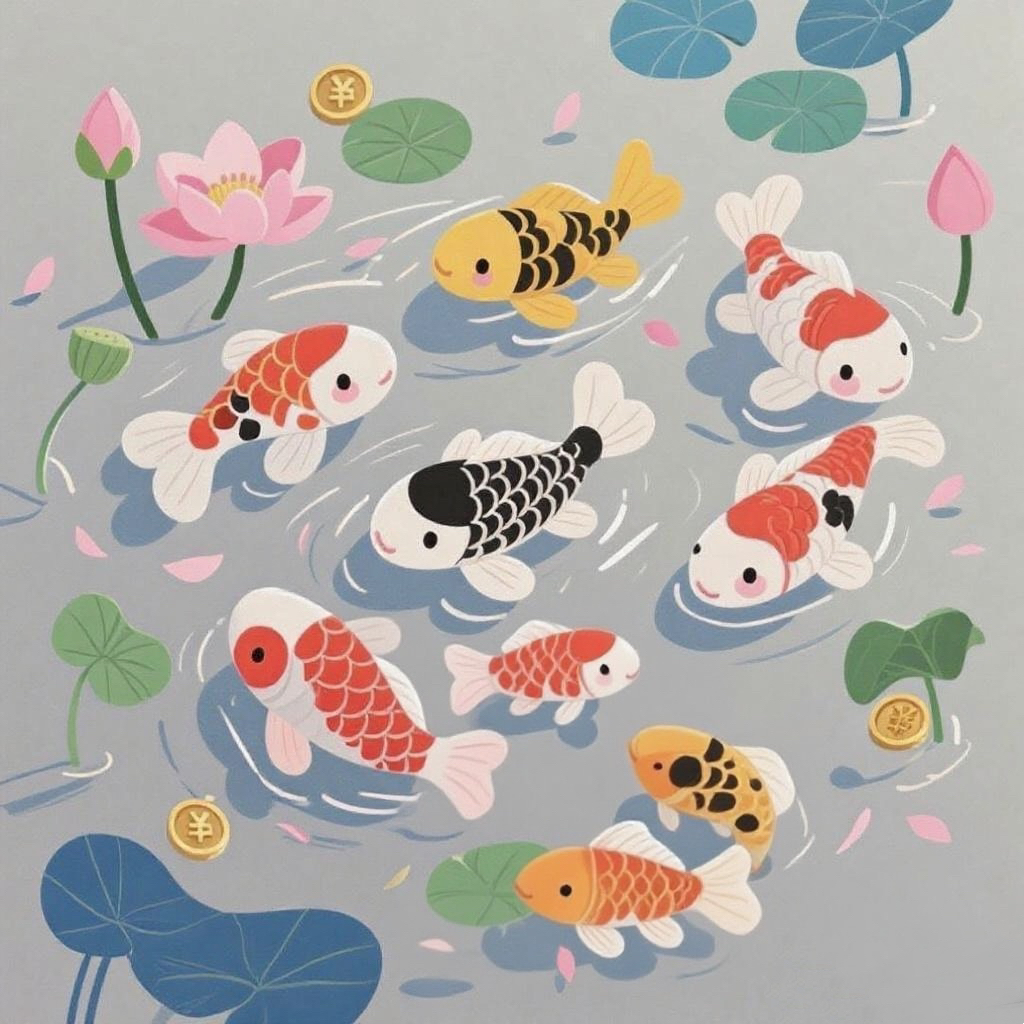 可爱风荷塘九鱼_九鱼公主-站酷ZCOOL