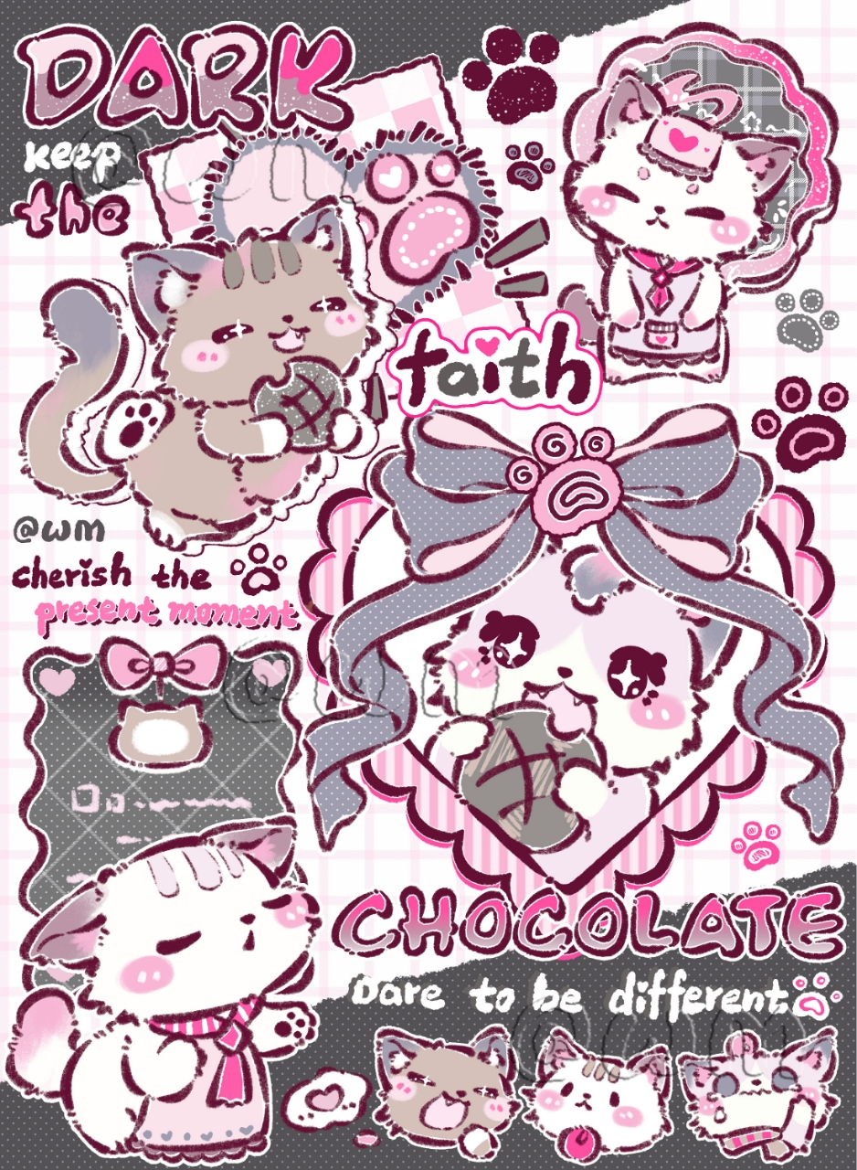 黑粉猫猫——可爱壁纸第177期_WM酱-站酷ZCOOL