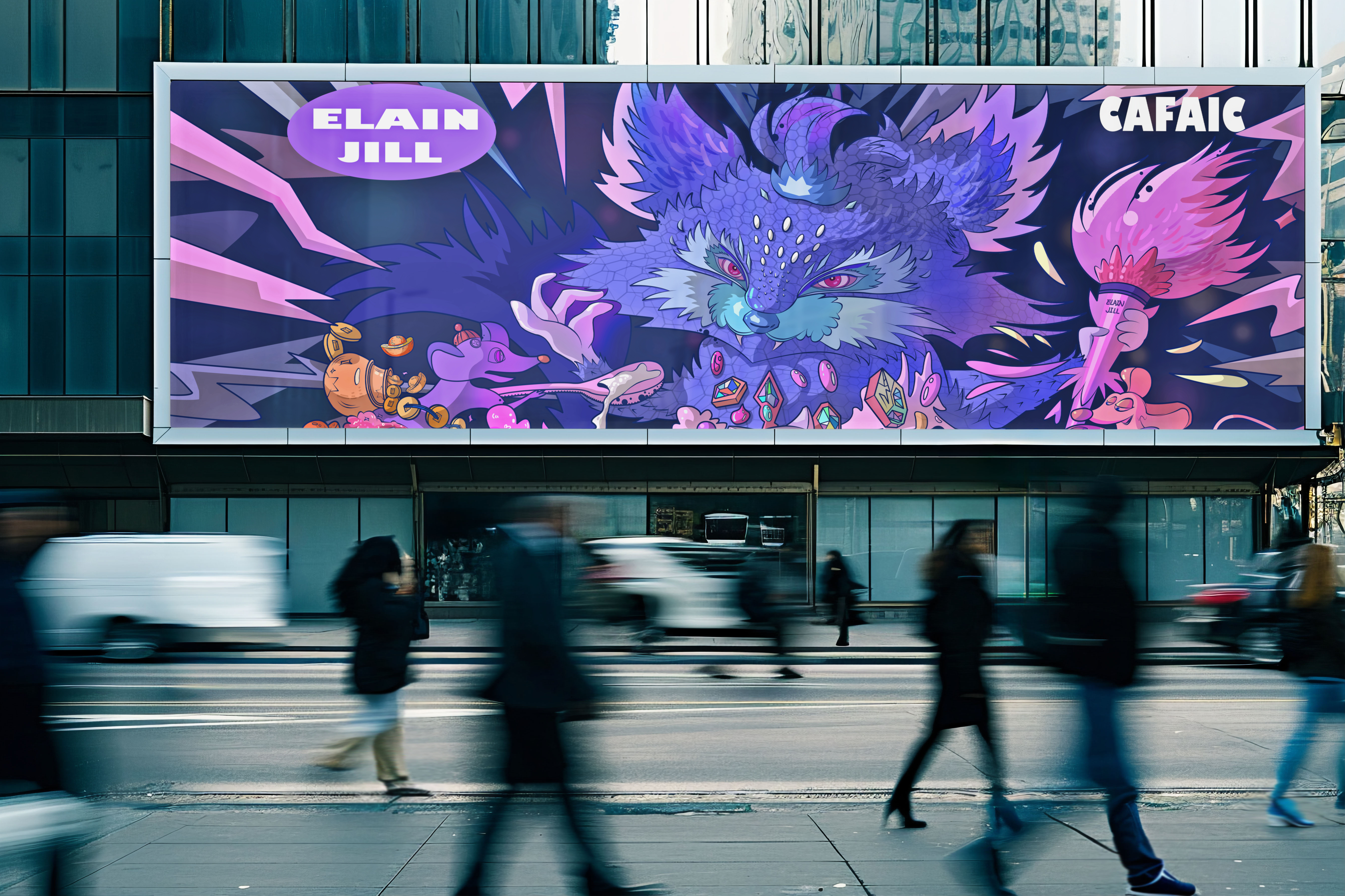 新锐KV插画｜焰狐FIRE FOX：潮创IP物料延展_画师ELAIN-站酷ZCOOL